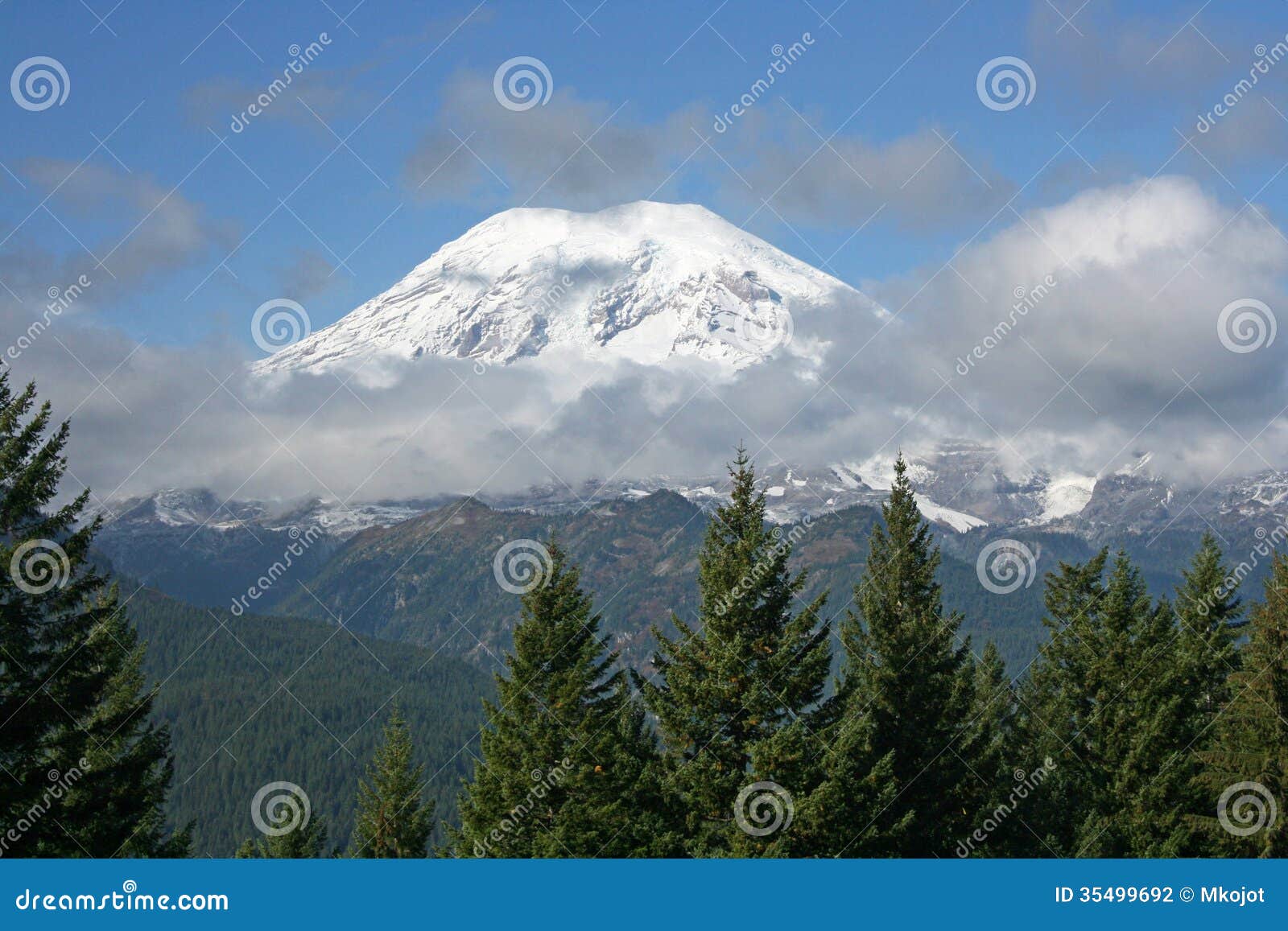 Landscape with Mount Rainier Stock Photo - Image of outdoors, white ...