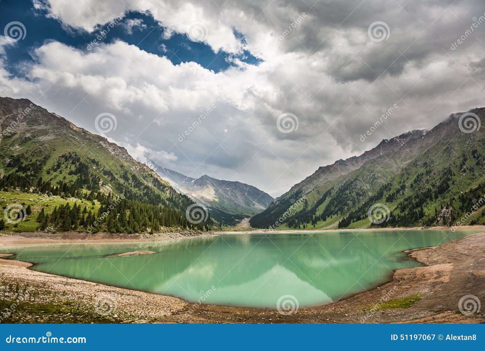 Landscape Mountain Lake in Central Asia Stock Image - Image of asia ...