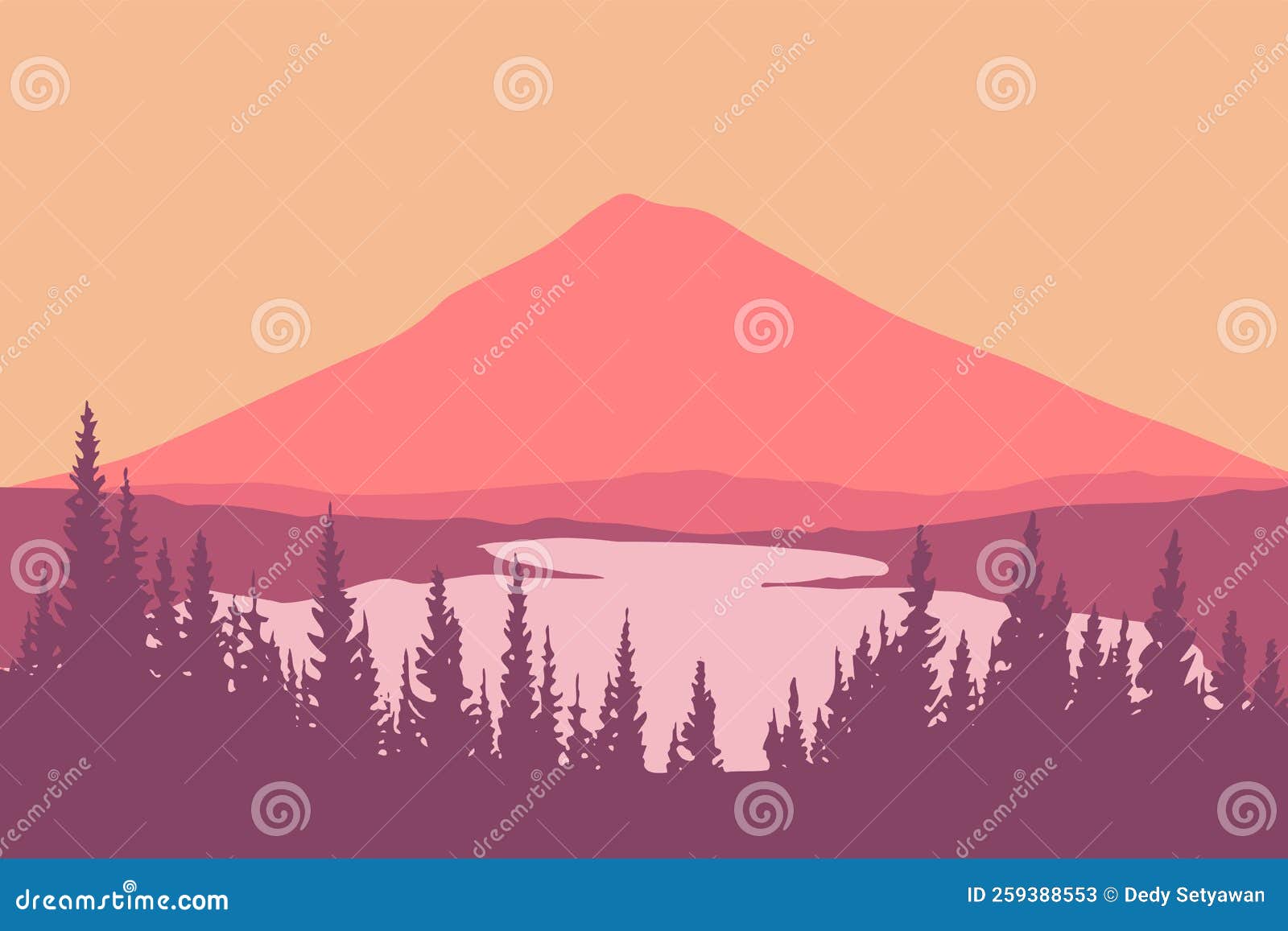 Landscape Mountain Lake and Forest Stock Vector - Illustration of ...