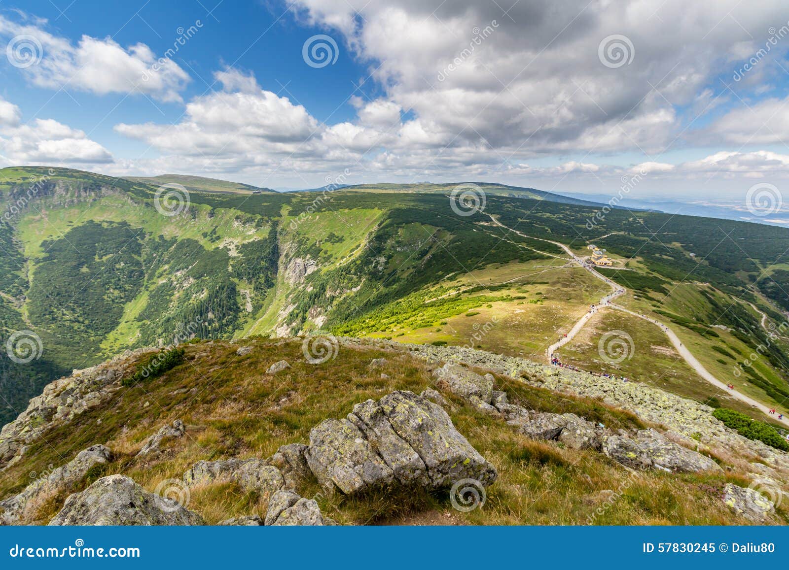 Landscape with Mountain and Nice Clouds in Krkonose in Czech Republic ...