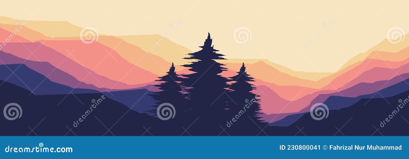 Landscape Mountain with Pine Tree Vector Illustration Stock Vector ...