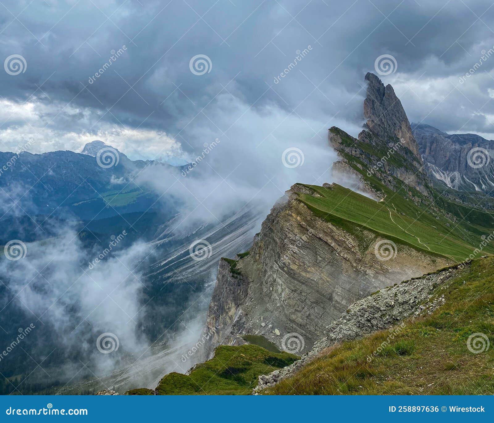 Landscape of Mountain Ranges Covered in Clouds Stock Photo - Image of ...
