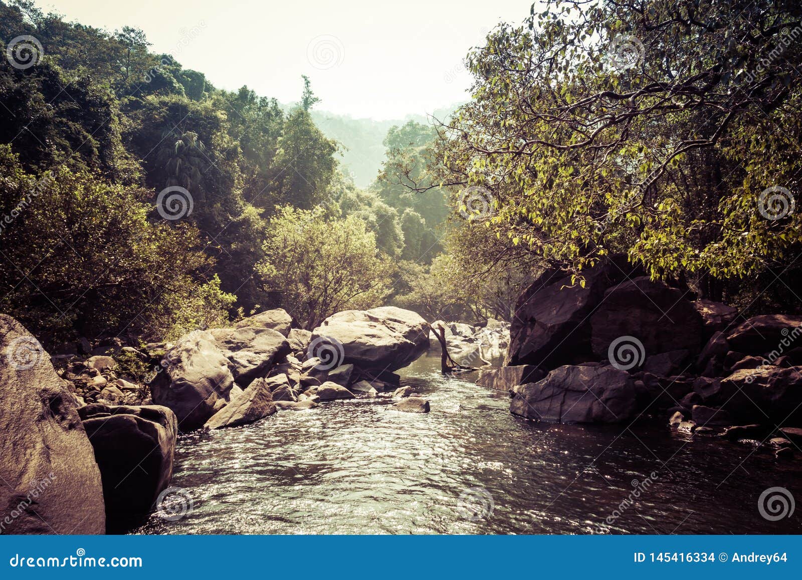 Landscape of the Mountain River Mandovi at the Dudhsagar Waterfall ...