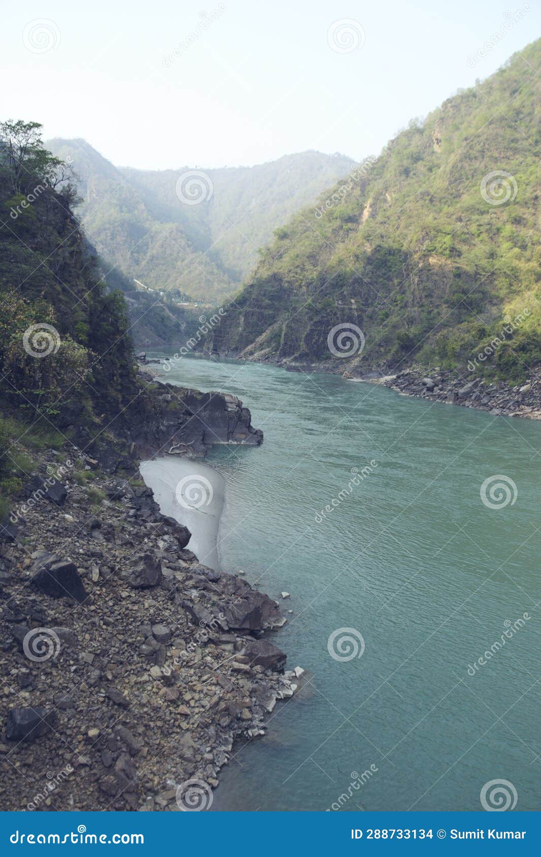Landscape with Mountain and a River Stock Photo - Image of natural ...