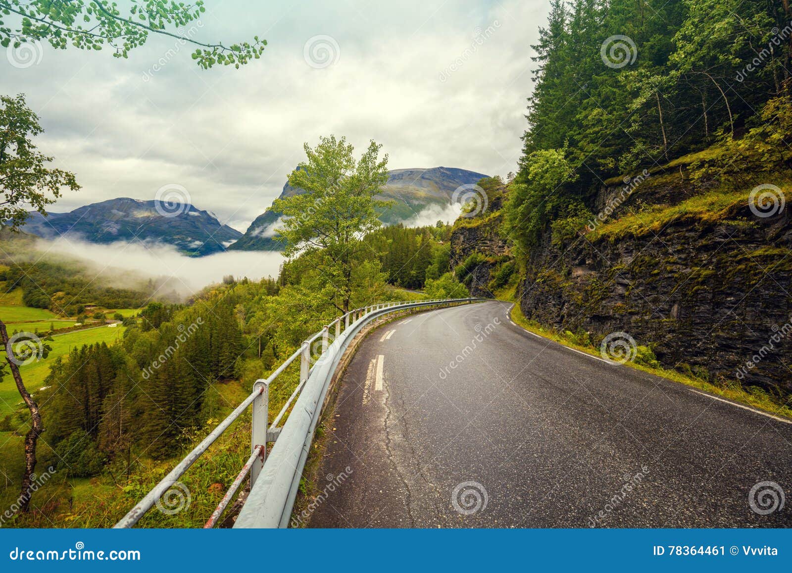 Landscape with Mountain Road Stock Image - Image of scandinavia ...