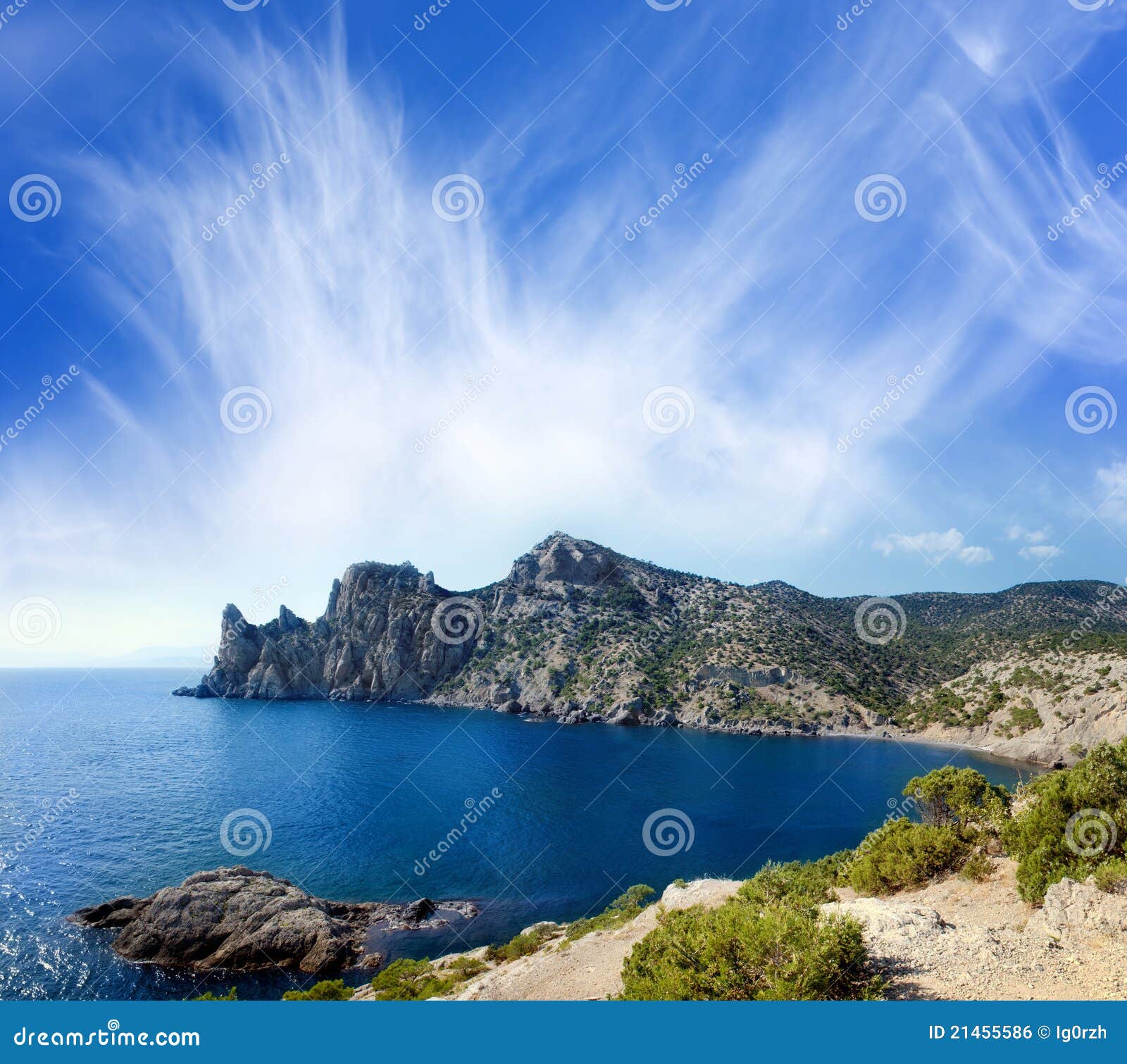 Landscape with Mountain and Sea Stock Photo - Image of beautiful ...