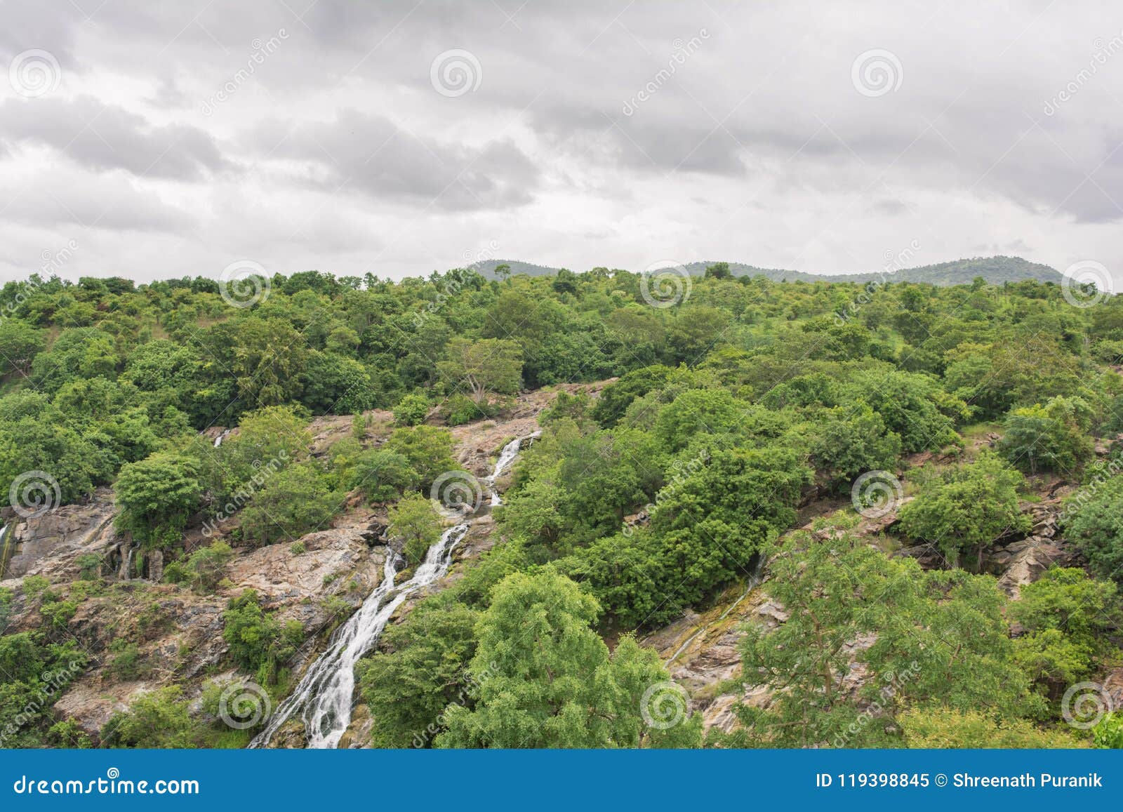 Landscape of Mountain ,valley and Waterfall Stock Image - Image of ...