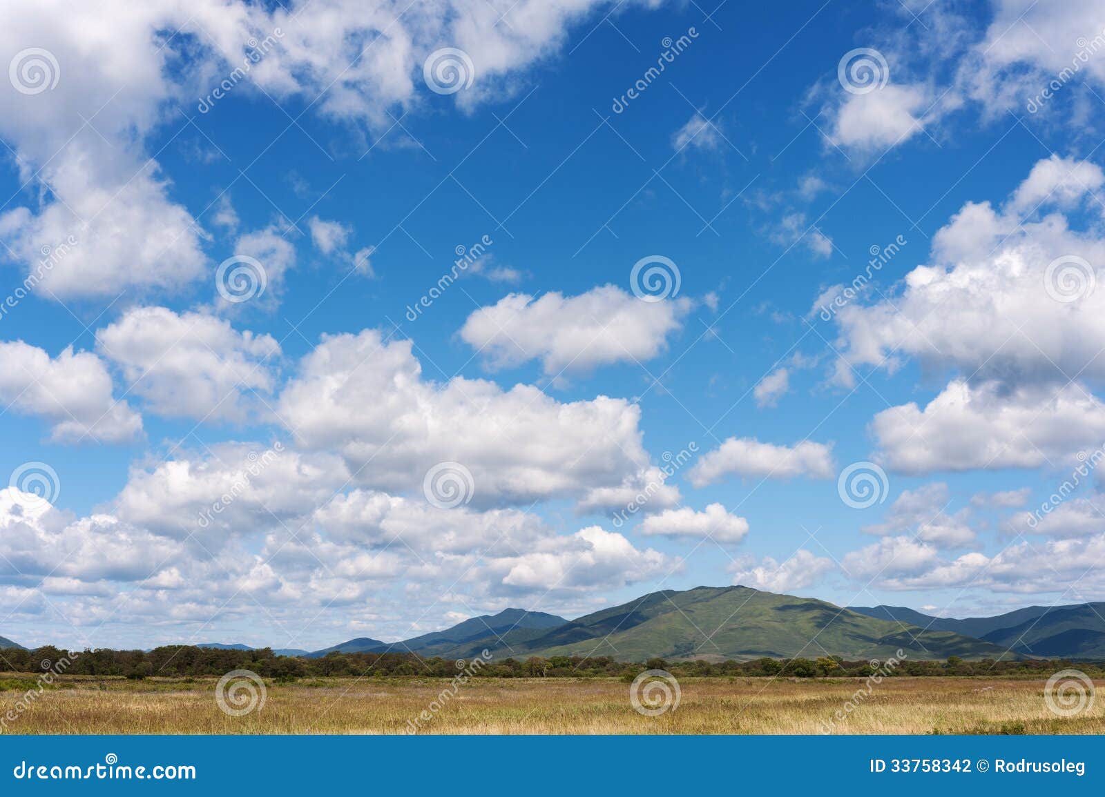 Landscape with Mountain Views, Blue Sky and Beautiful Clouds. Stock ...