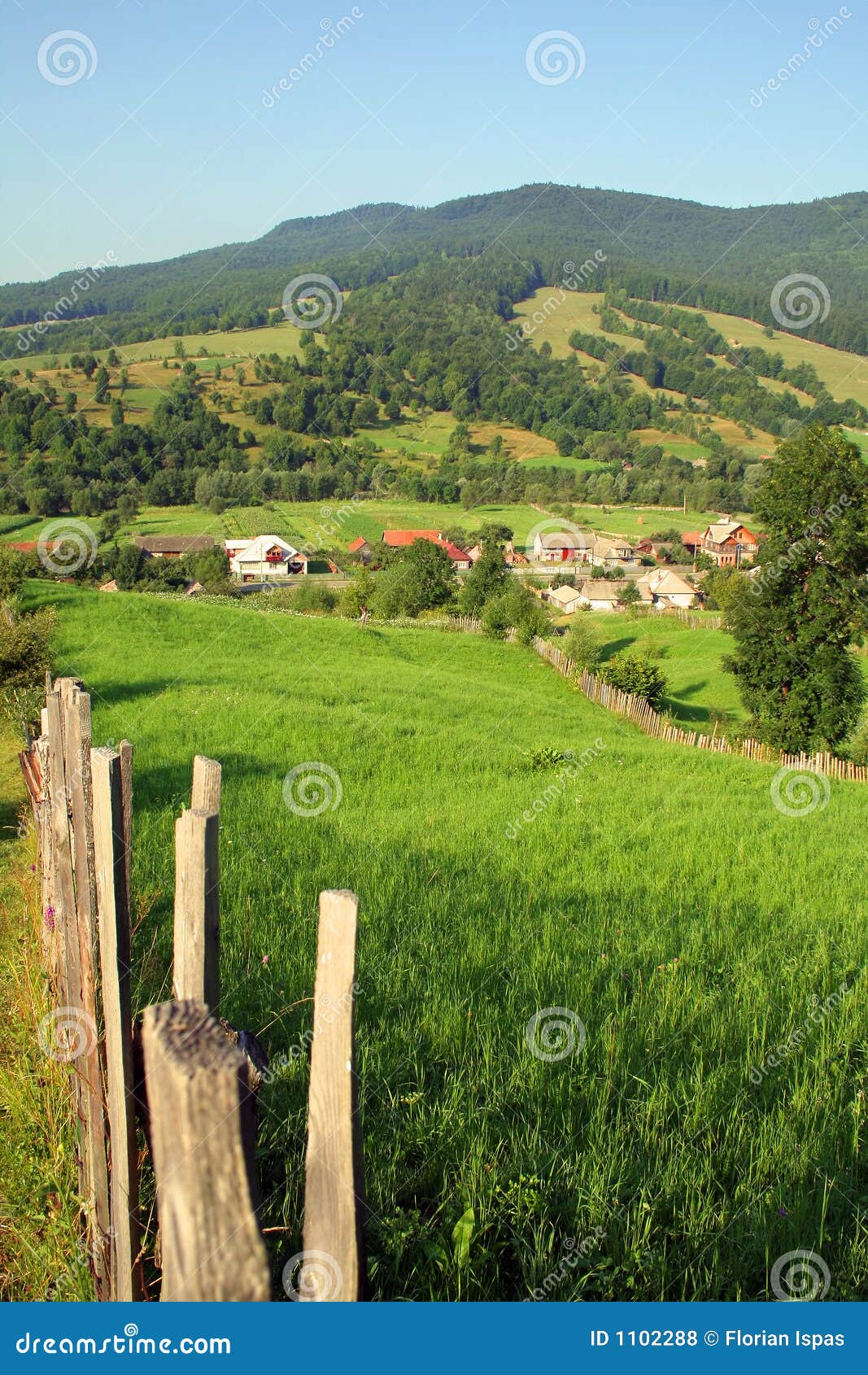 Landscape with a Mountain Village Stock Photo - Image of park, nature ...