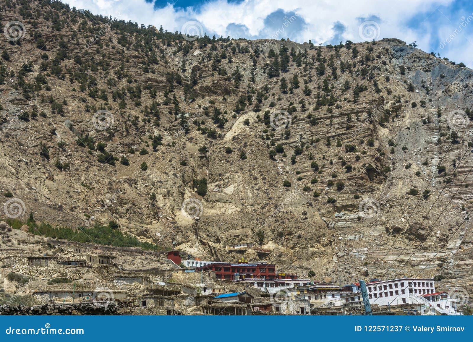 Landscape in the Mountain Village of Marpha, Nepal. Stock Image - Image ...