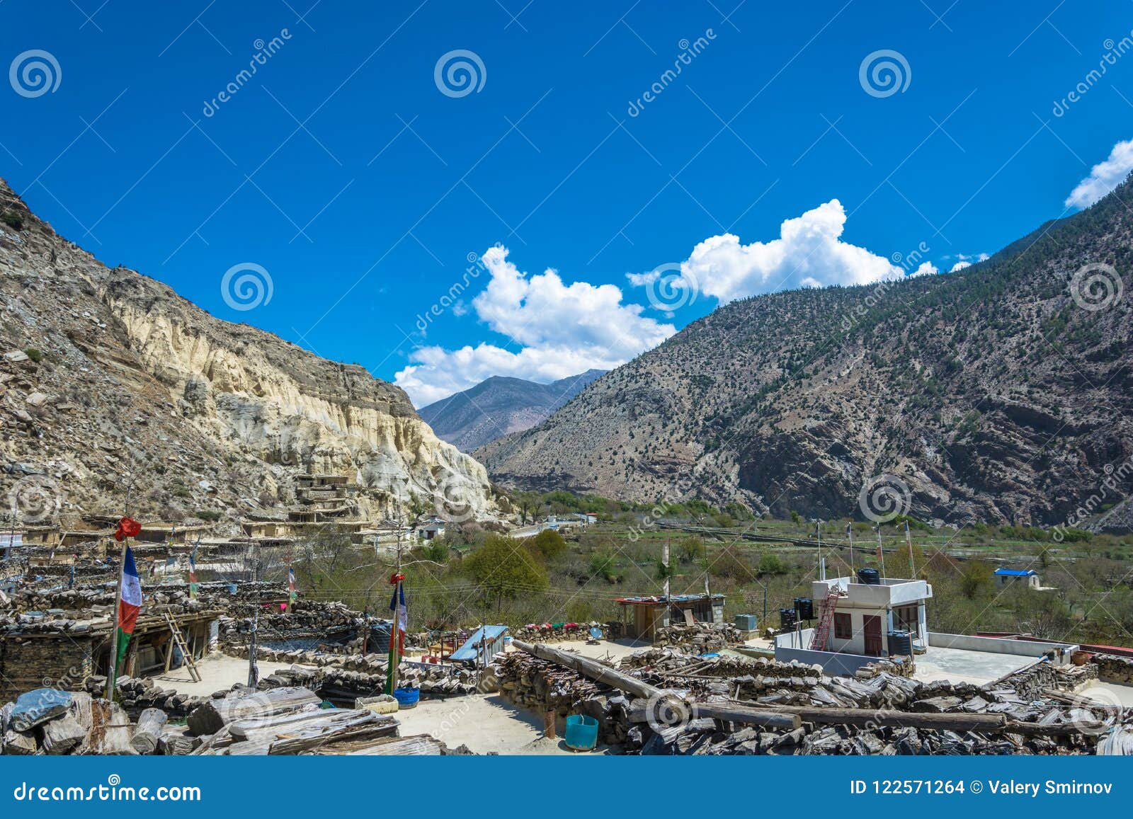 Landscape in the Mountain Village of Marpha, Nepal. Stock Photo - Image ...