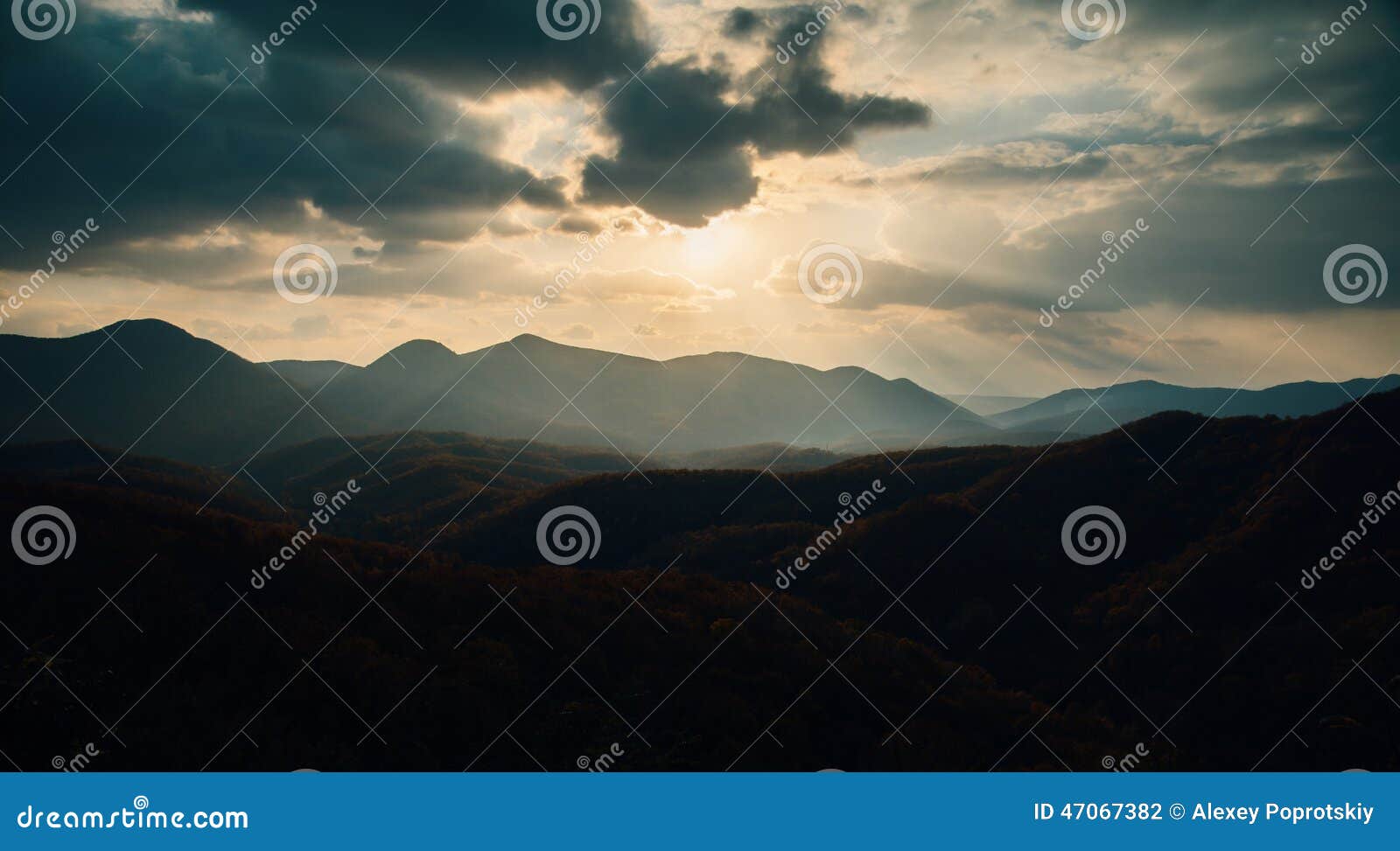 Landscape of Mountains in the Evening Stock Photo - Image of sunset ...