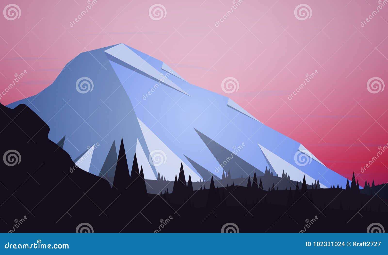 Landscape of Mountains in a Flat Design Stock Vector - Illustration of ...