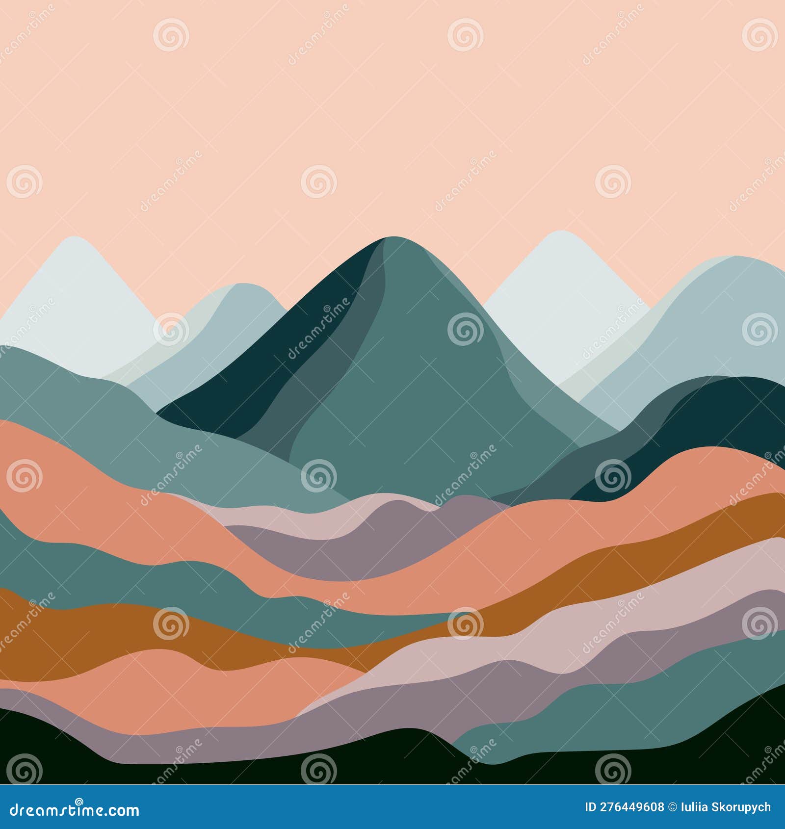 Landscape with Mountains and Hills Stock Vector - Illustration of rock ...