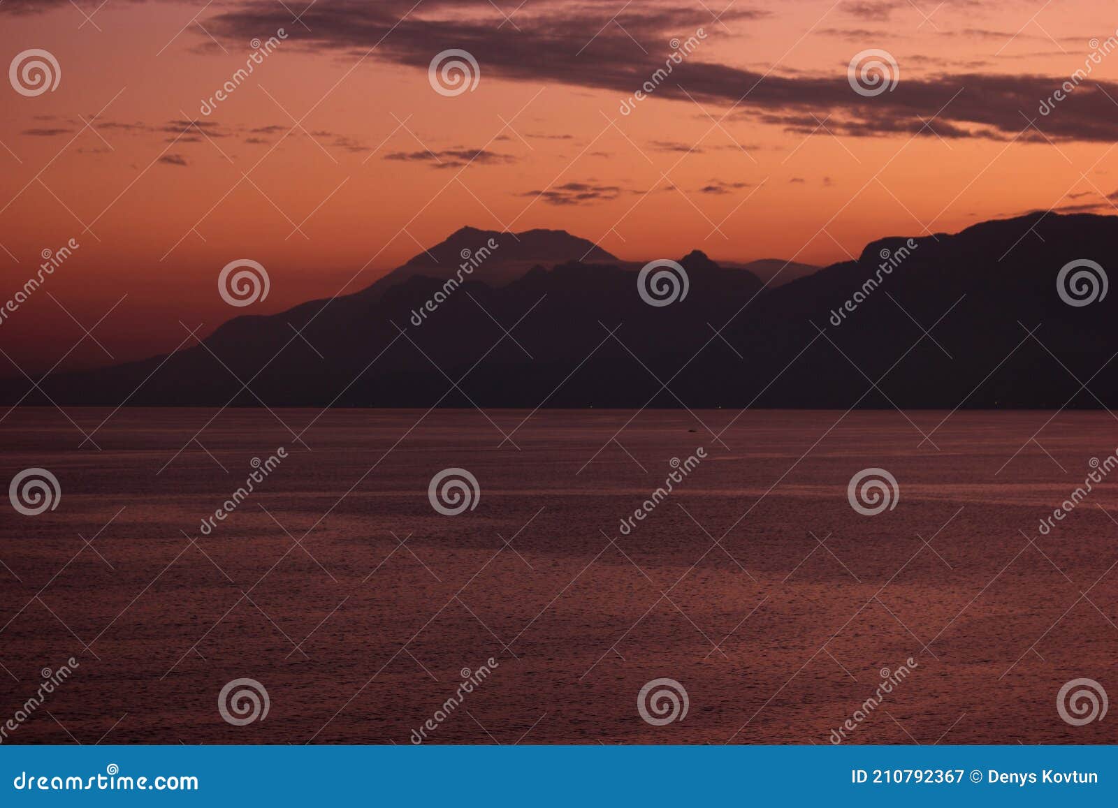 Landscape of Mountains with Red Sunset Sky Background. Stock Image ...