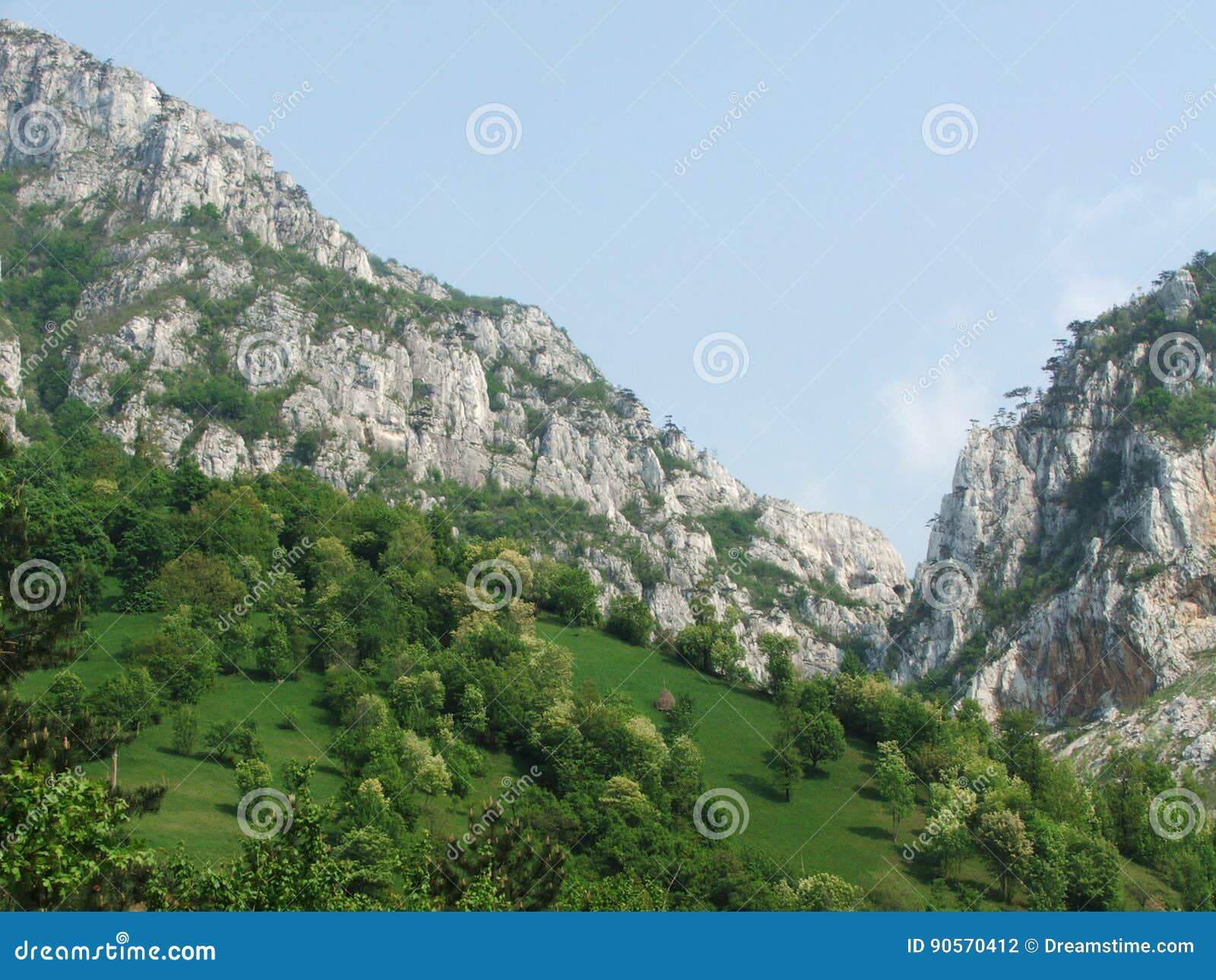 Landscape with Mountains, Rocks and Trees Stock Photo - Image of ...