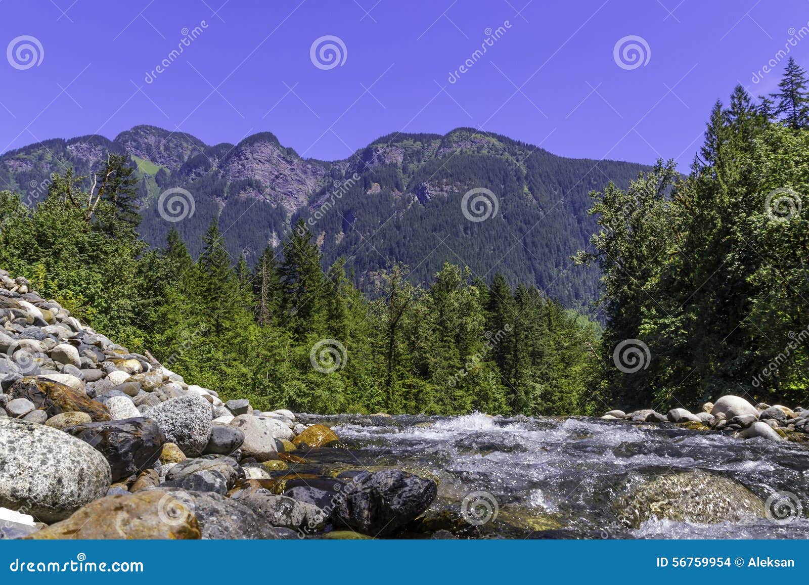 Landscape with Mountains Trees and a River Stock Photo - Image of ...