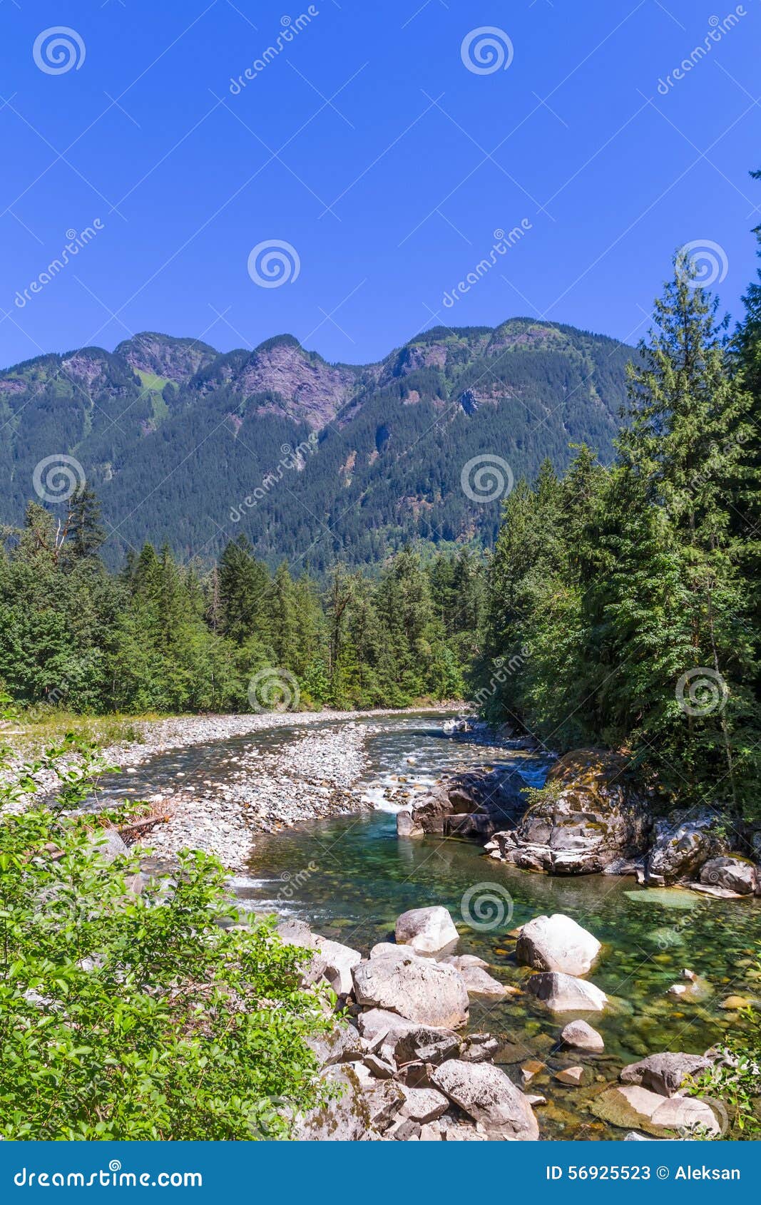 Landscape with Mountains Trees and a River Stock Image - Image of ...