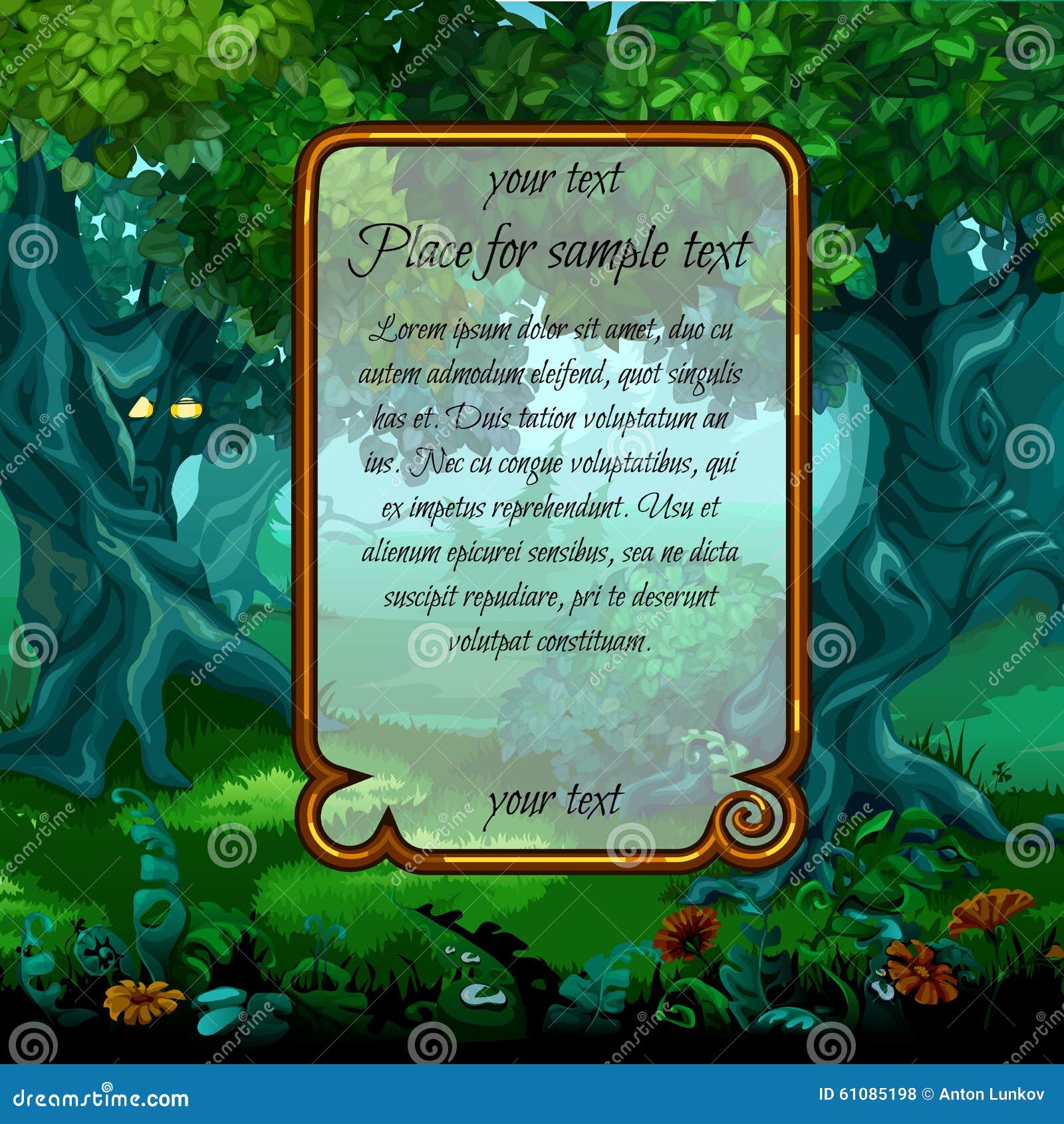 Landscape with Nature and Frame for Sample Text Stock Vector ...