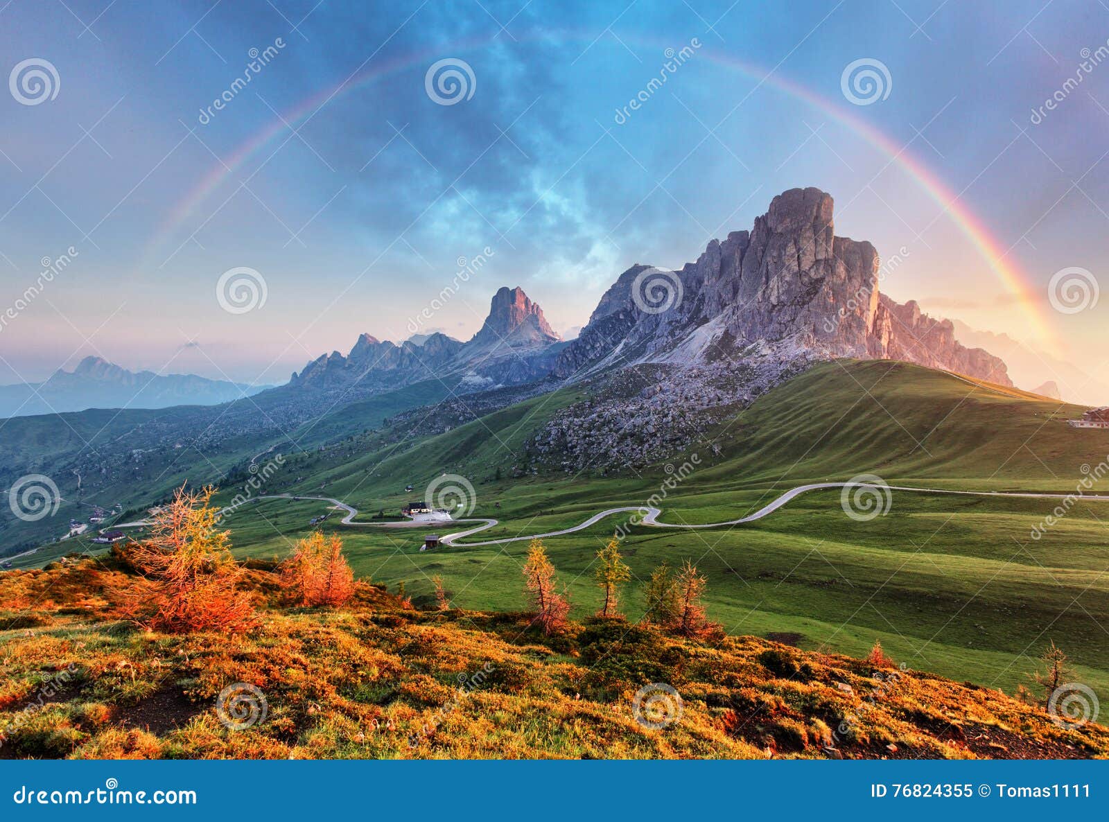 Landscape Nature Mountan in Alps with Rainbow Stock Image - Image of ...