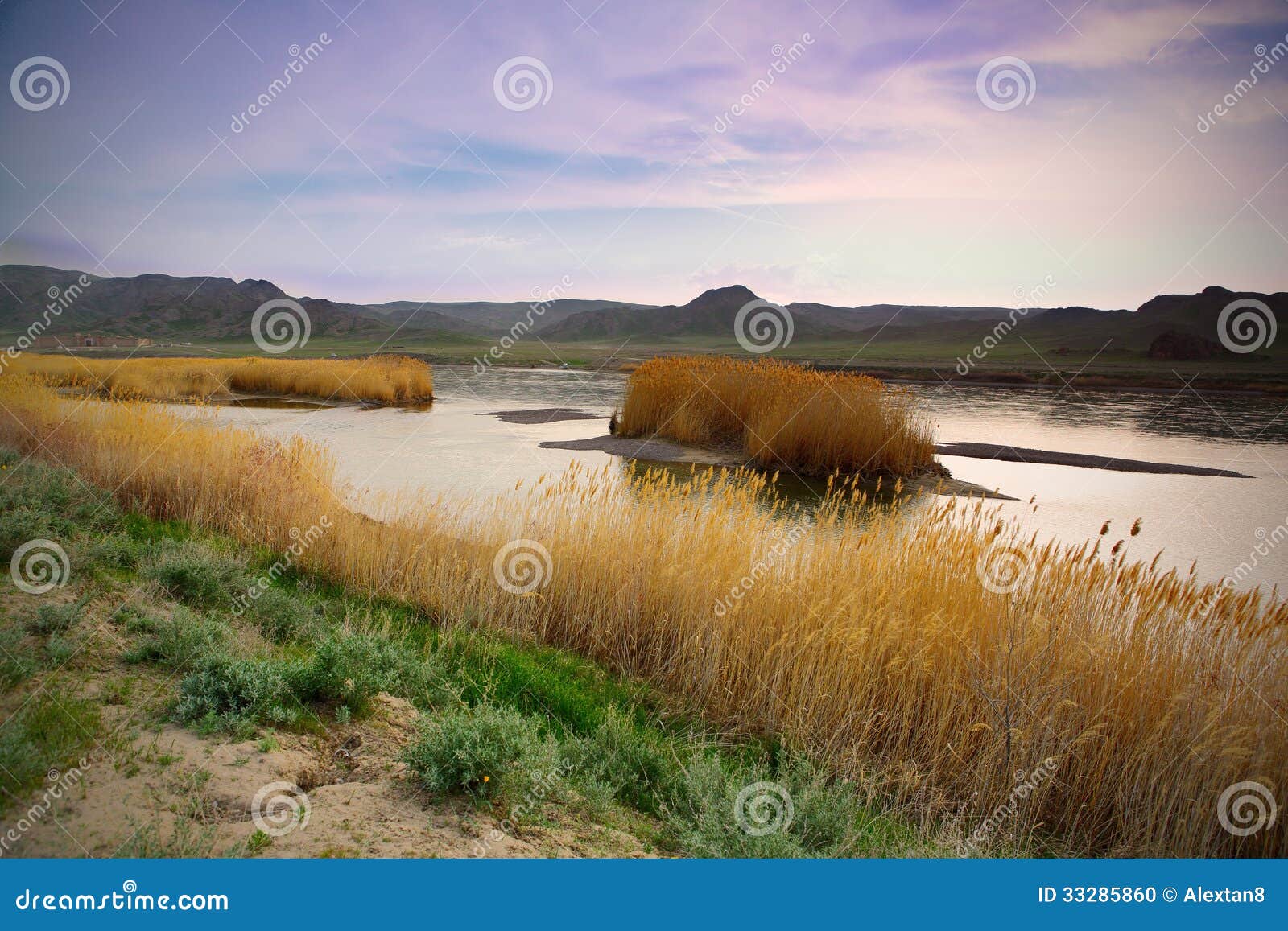 Landscape Nature River Central Asia Stock Photo - Image of mountain ...