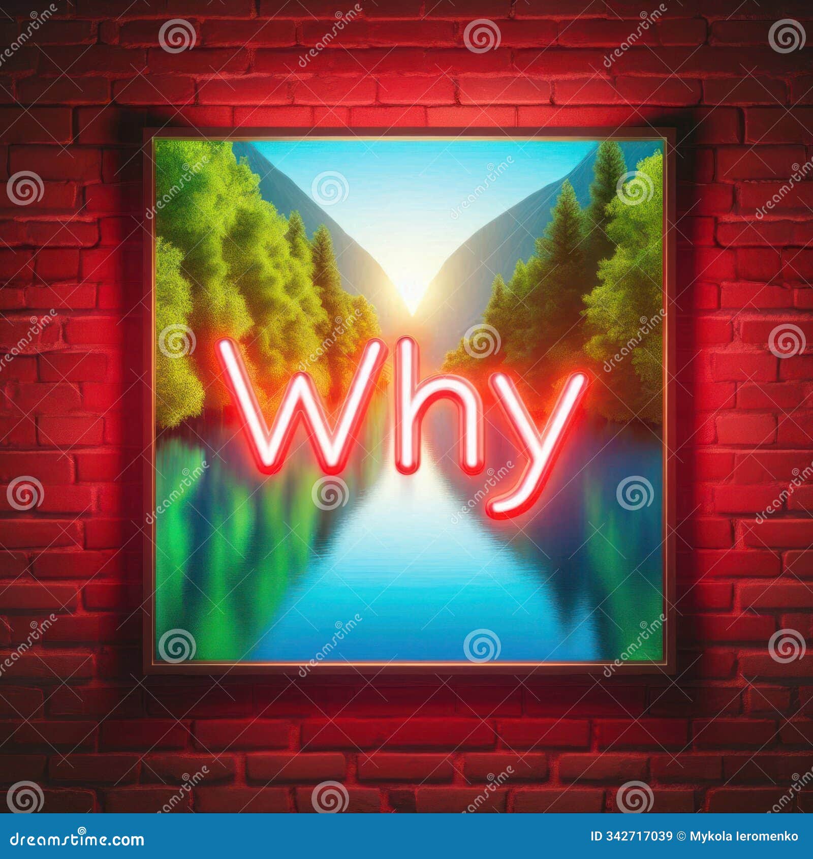 Landscape with the Neon Word Why on the Background of a Brick Wall ...