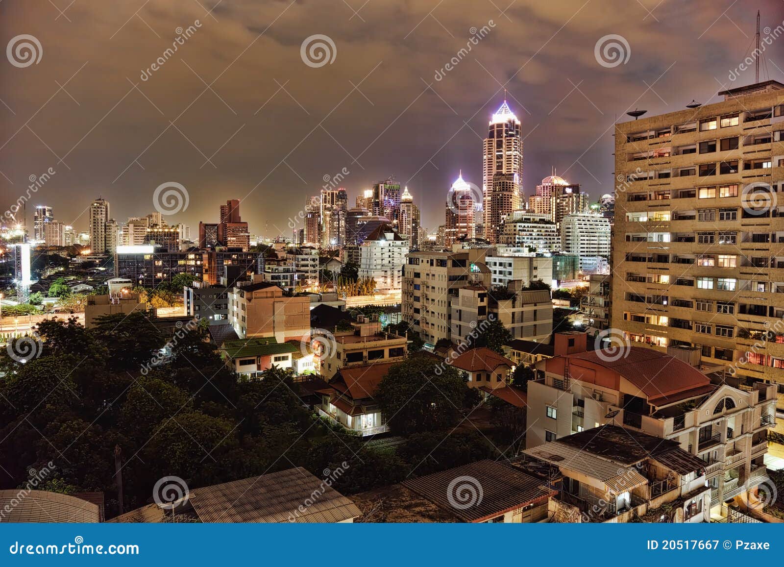 Landscape - Night Metropolis Illuminated by Lights Stock Image - Image ...