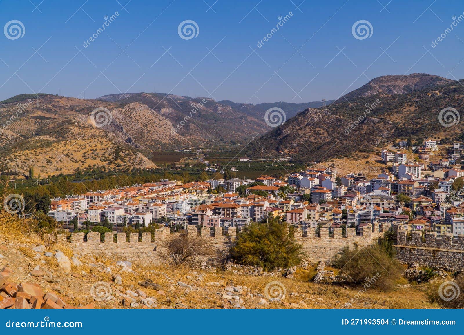 Landscape of the Old Selcuk Town Behind the Fort Wall Stock Photo ...