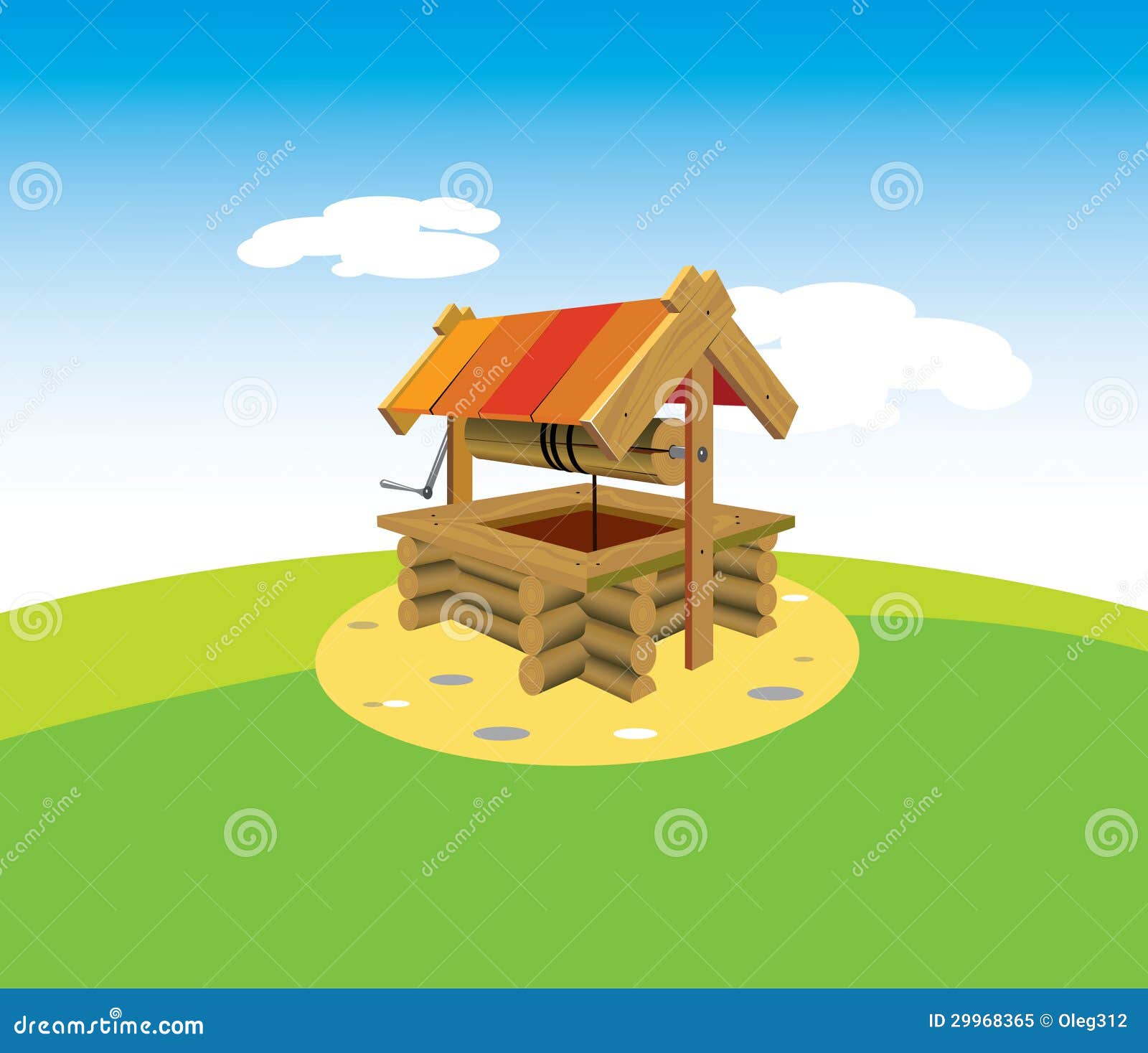 Well in the village stock vector. Illustration of draw - 29968365