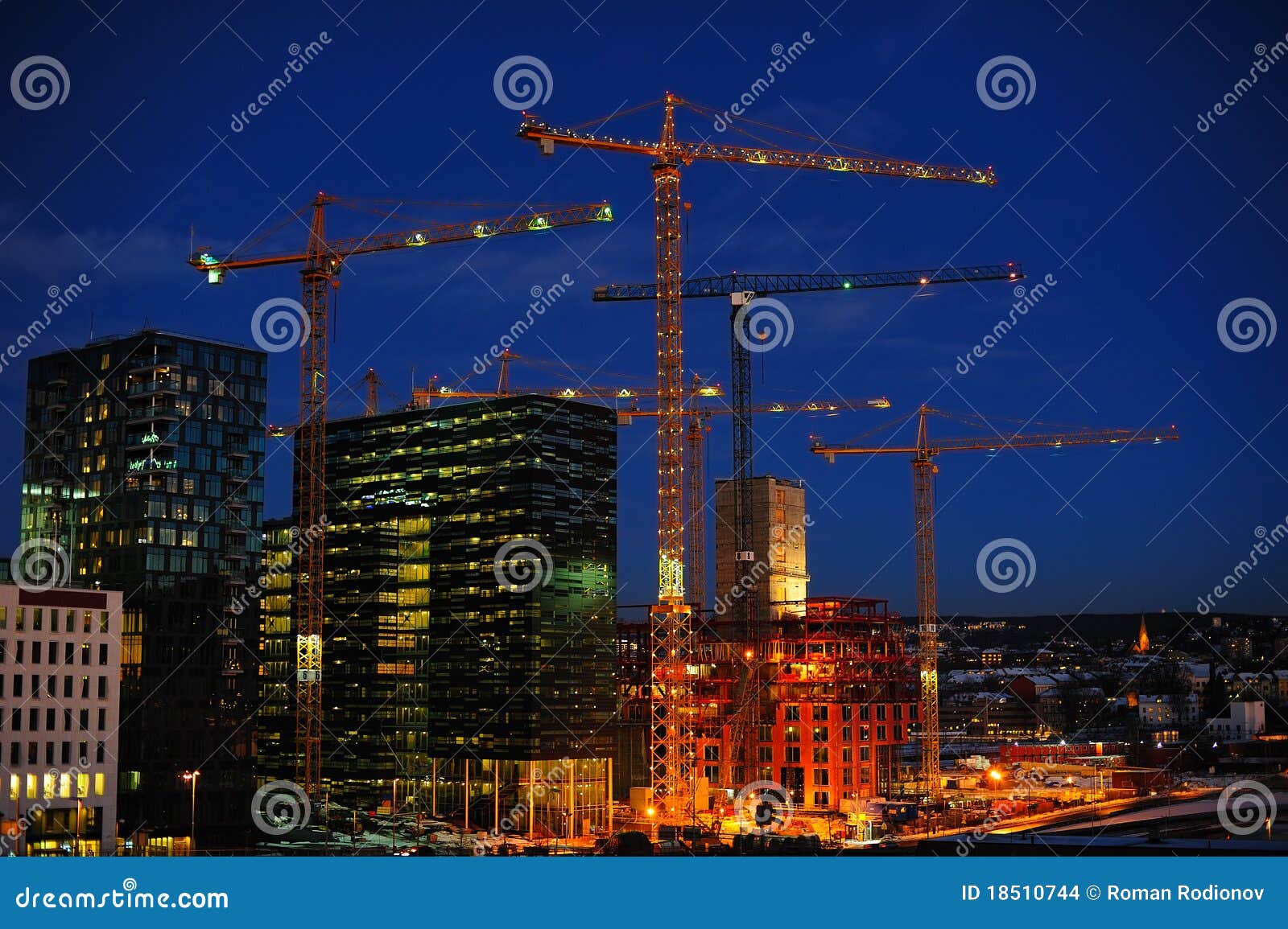 Landscape of Oslo city stock photo. Image of lights, illuminated - 18510744