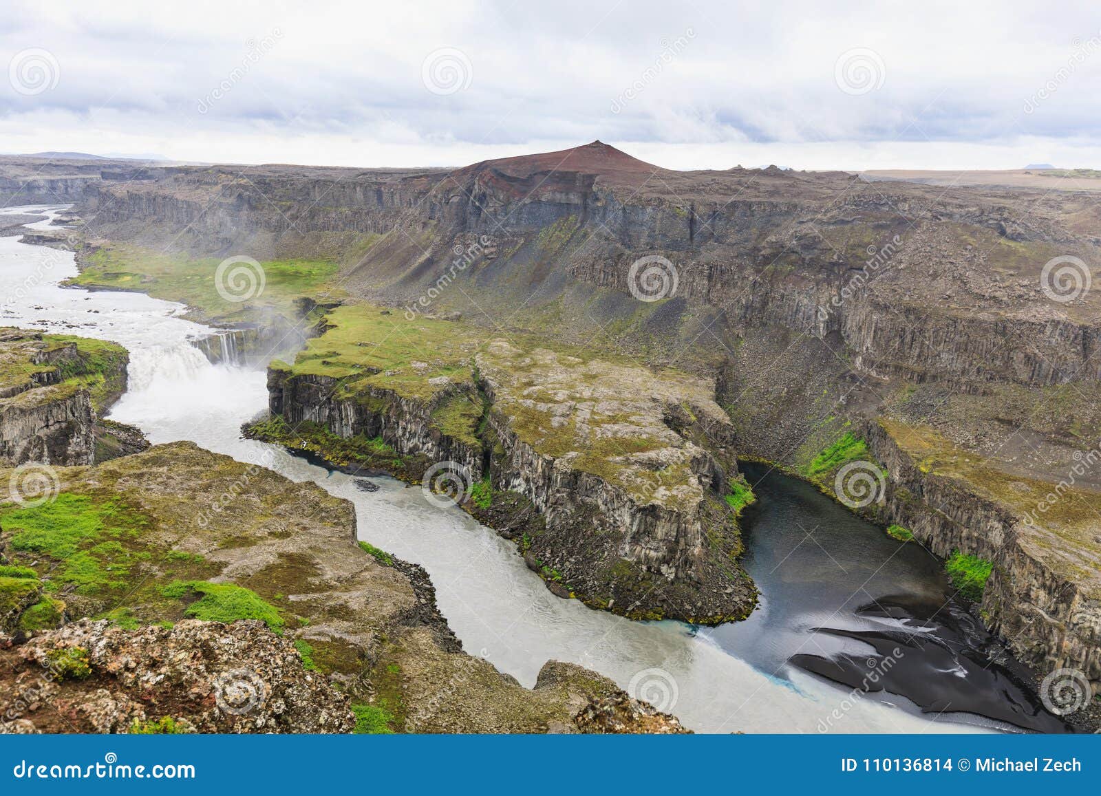 Landscape Panorama of Hafragilsfoss Waterfall in Iceland Stock Photo ...