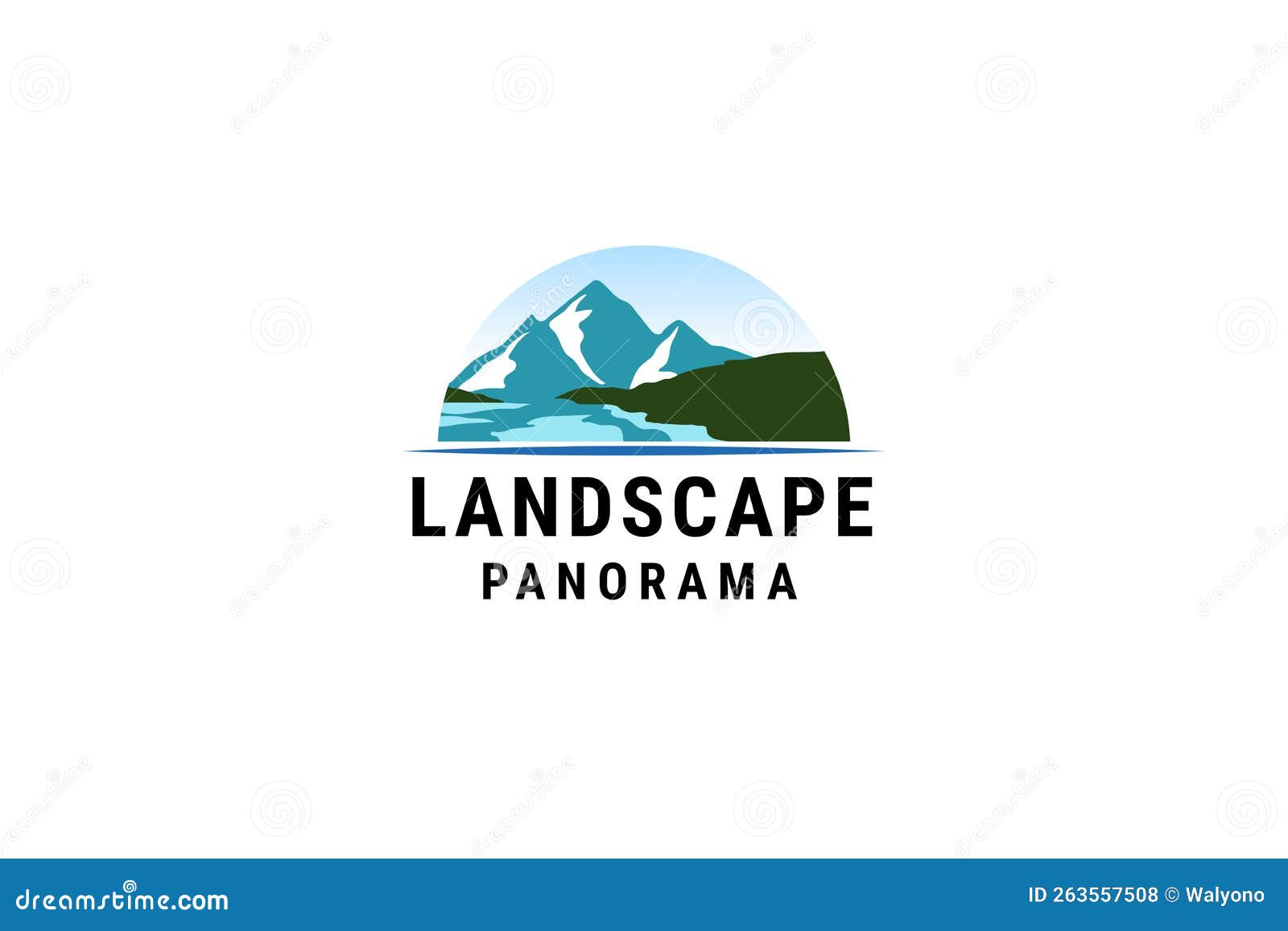Landscape Panorama Logo Design, Mountain with River Stock Vector ...