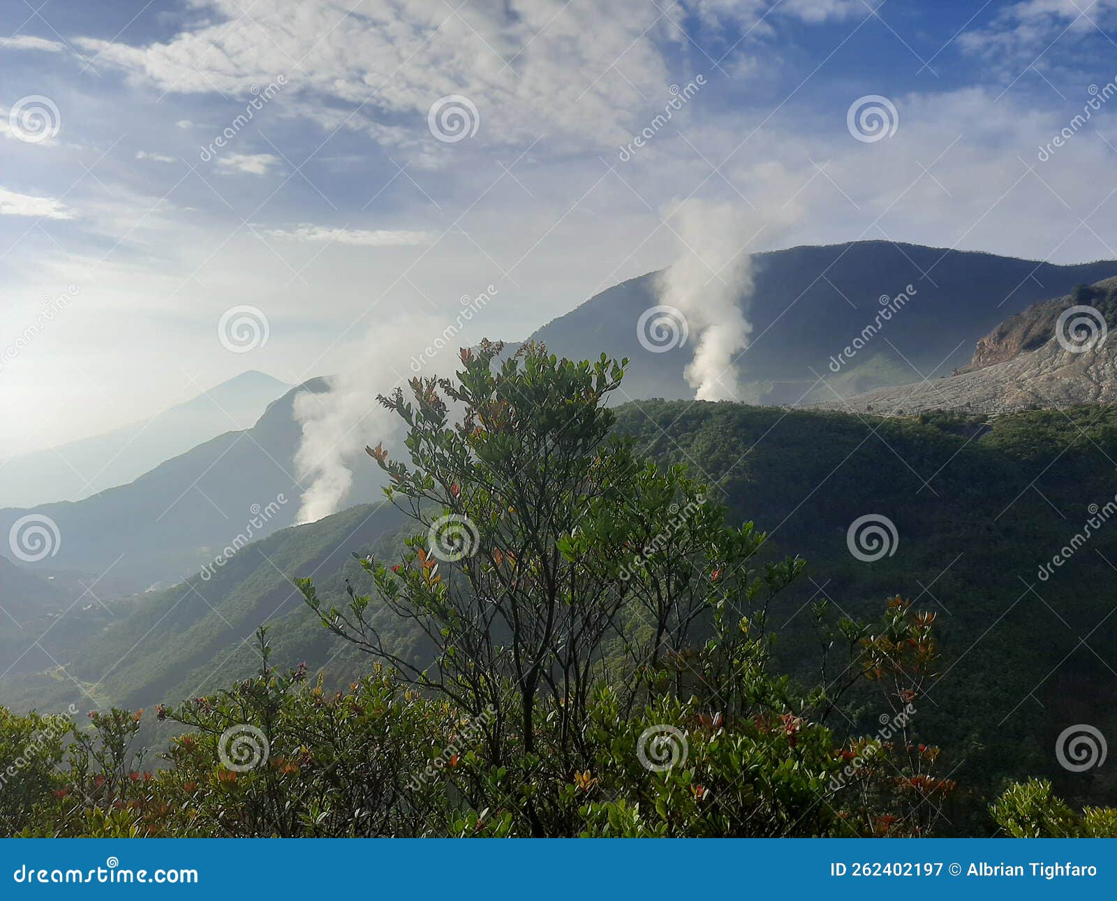 Landscape of the Papandayan Volcano Stock Image - Image of morning ...