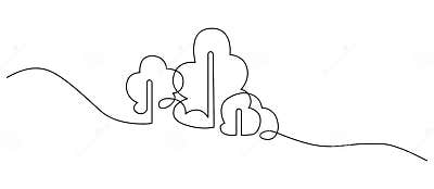 Landscape Park with Path and Trees. Continuous Line Drawing ...