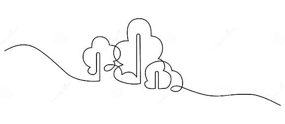 Landscape Park with Path and Trees. Continuous Line Drawing ...