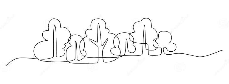 Landscape Park with Path and Trees. Continuous Line Drawing ...