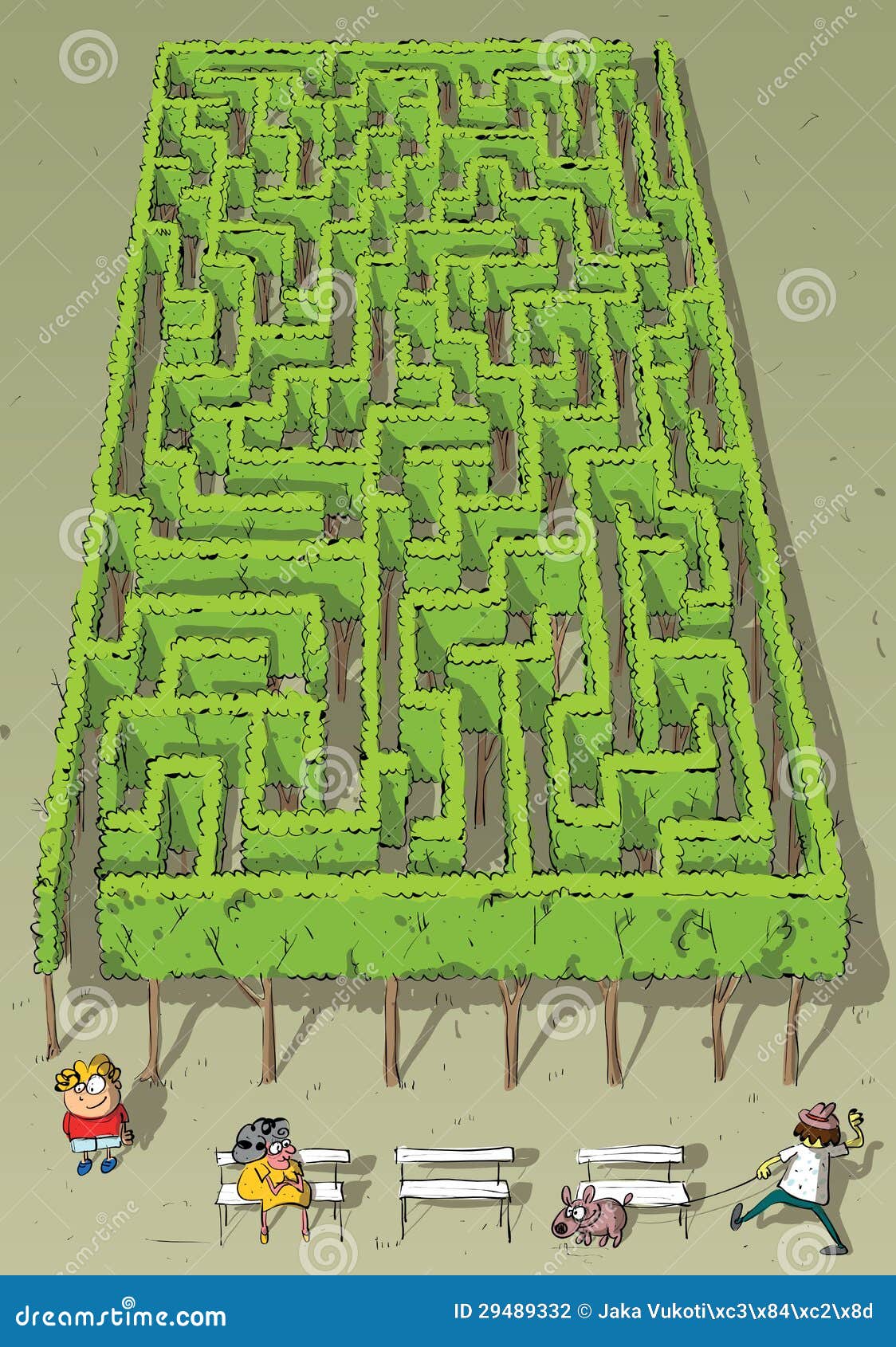 Landscape Park Trees Maze Game Stock Vector - Illustration of hedge ...