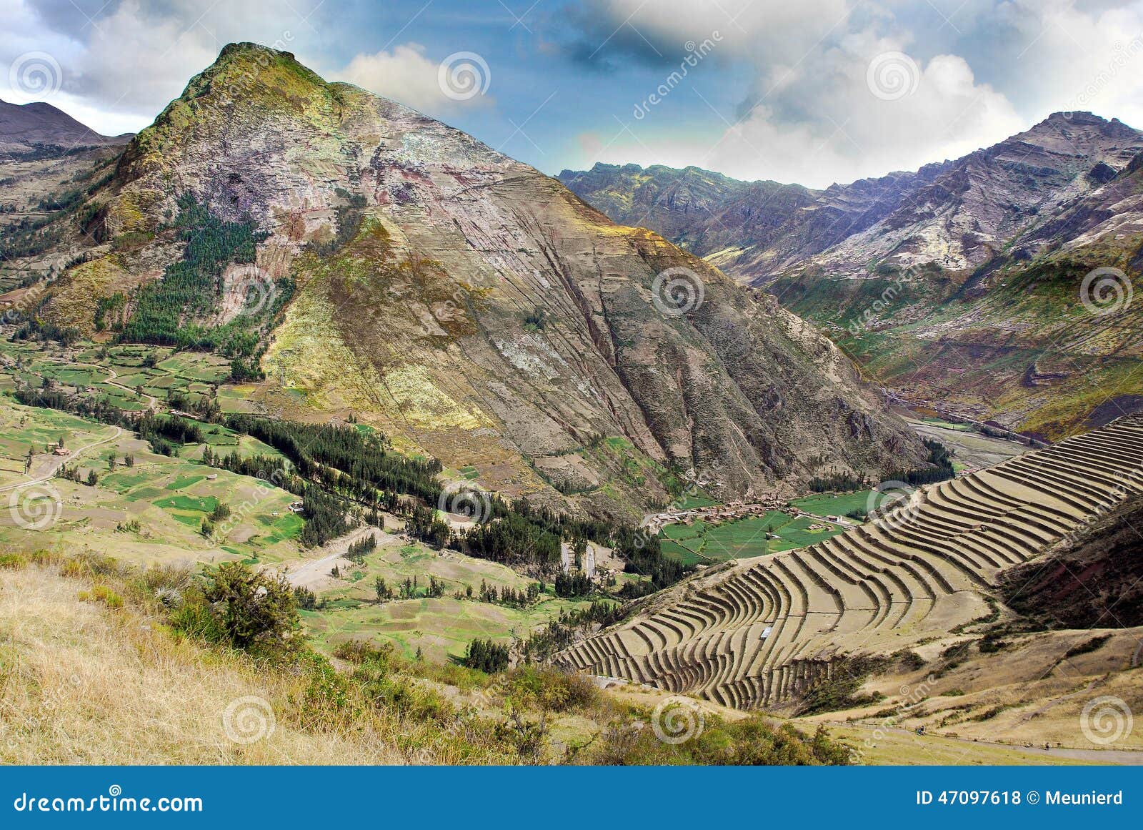 Landscape in Peru stock photo. Image of clouds, hills - 47097618