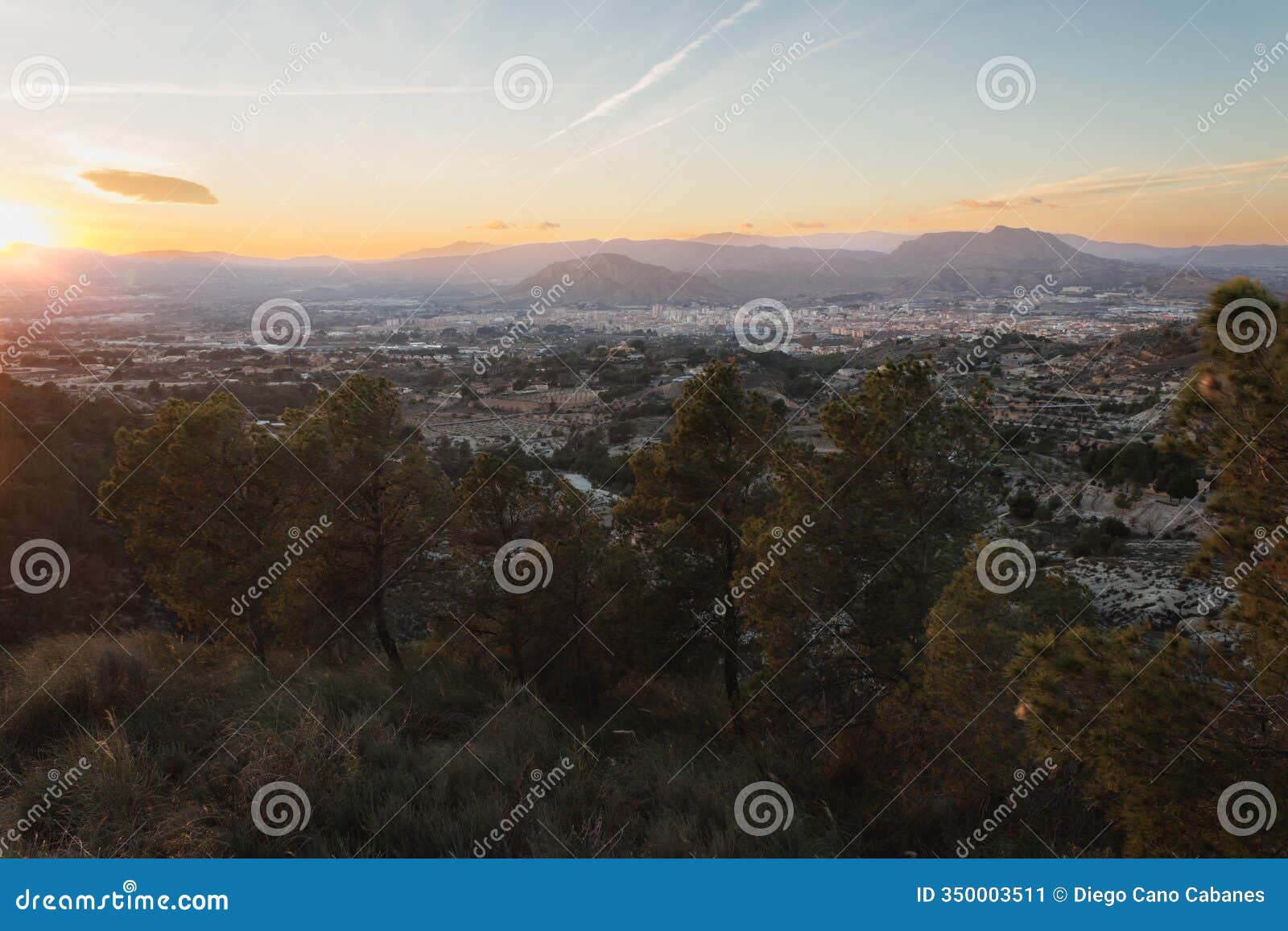 Landscape of Petrer from the Sierra Del Cid during Sunset Stock Image ...