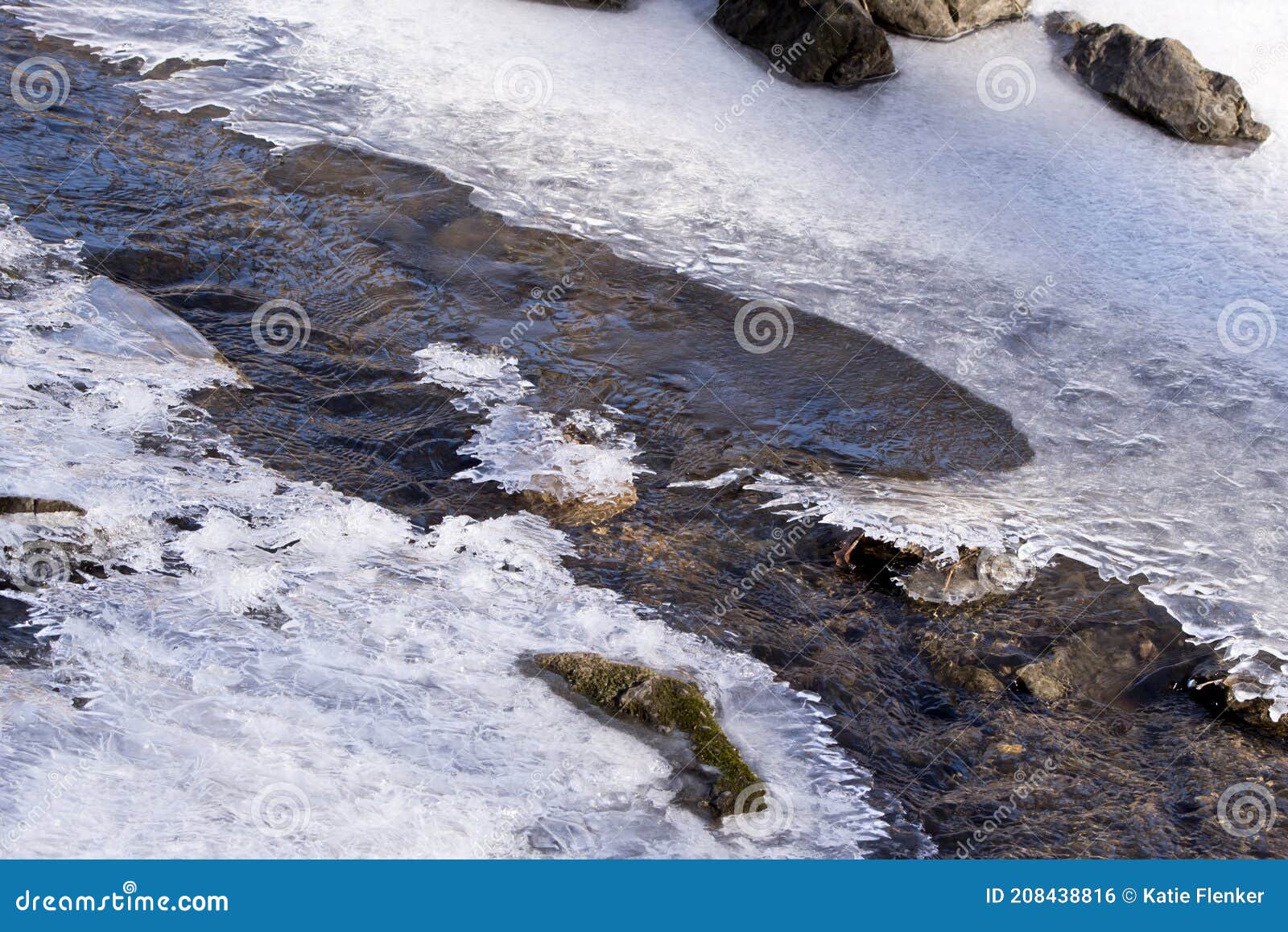 Flowing stream in winter stock photo. Image of scene - 208438816