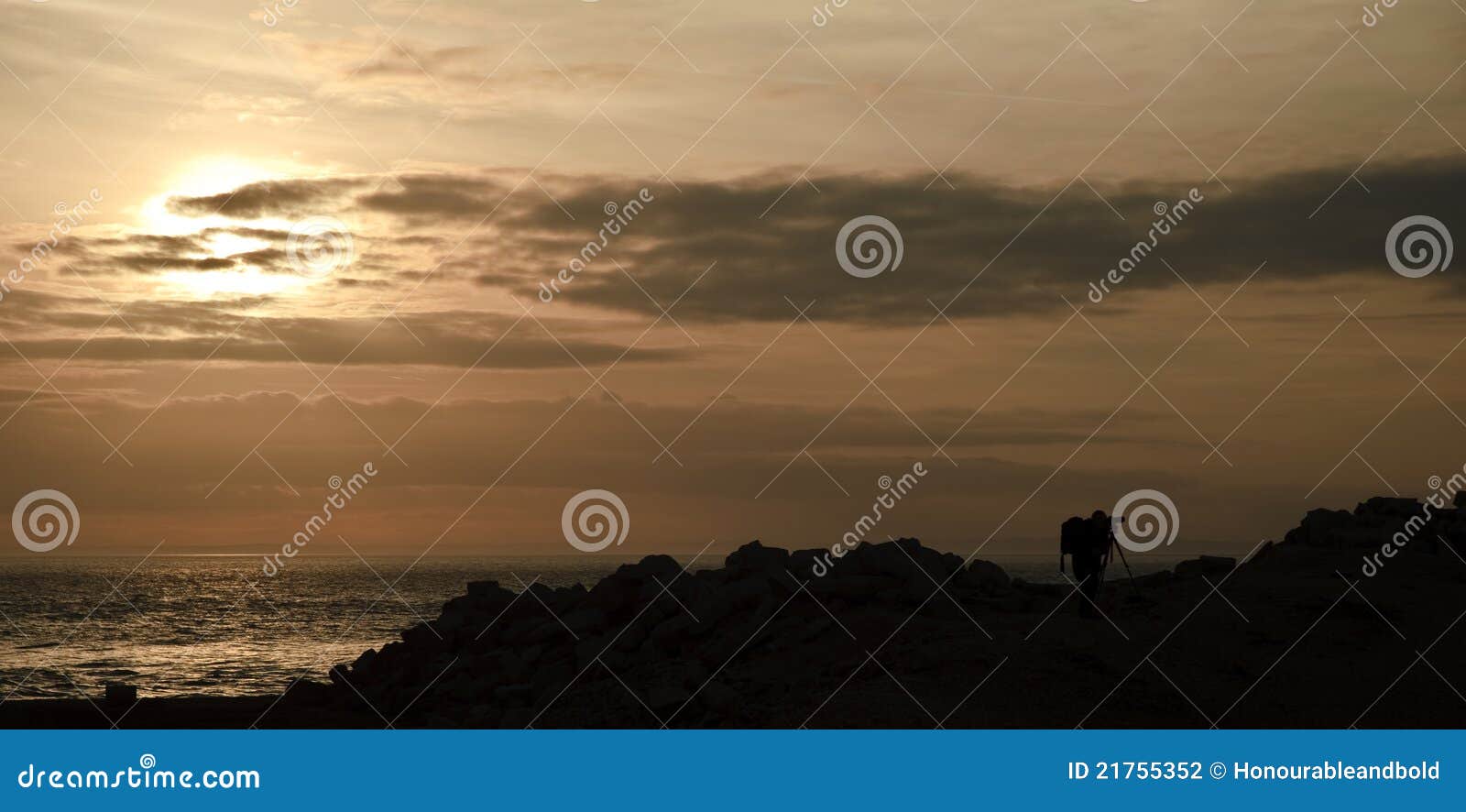 Landscape Photographer Silhouette Against Sunset Stock Photo - Image of ...