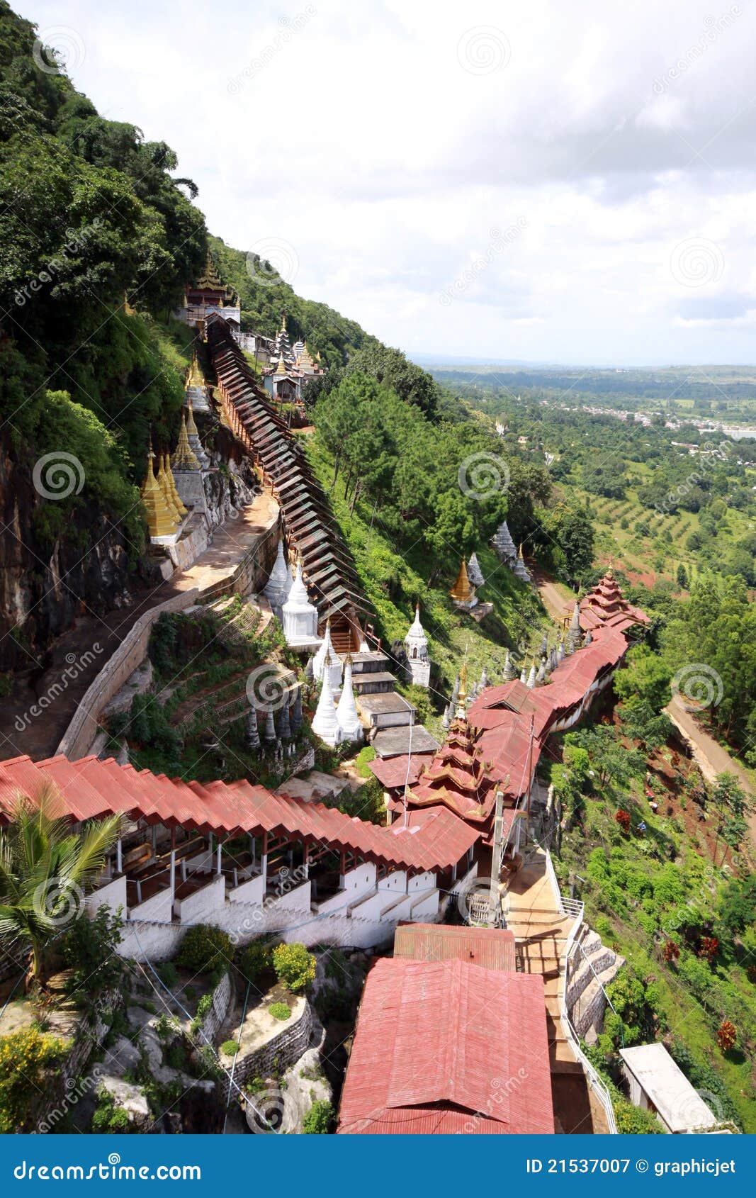 Landscape from Pingdaya Hill in Myanmar Stock Image - Image of boat ...