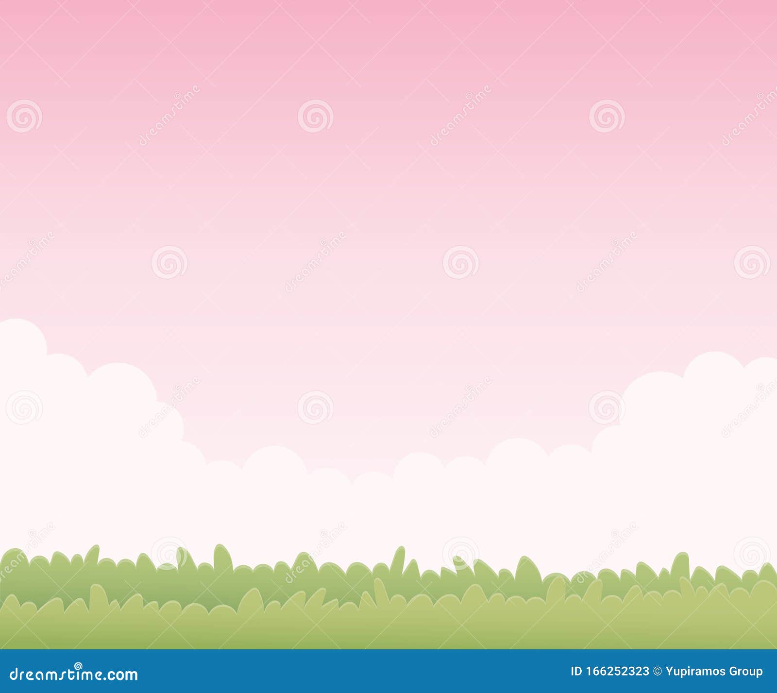 Landscape Pink Sky Clouds Meadow Theme Stock Vector - Illustration of ...
