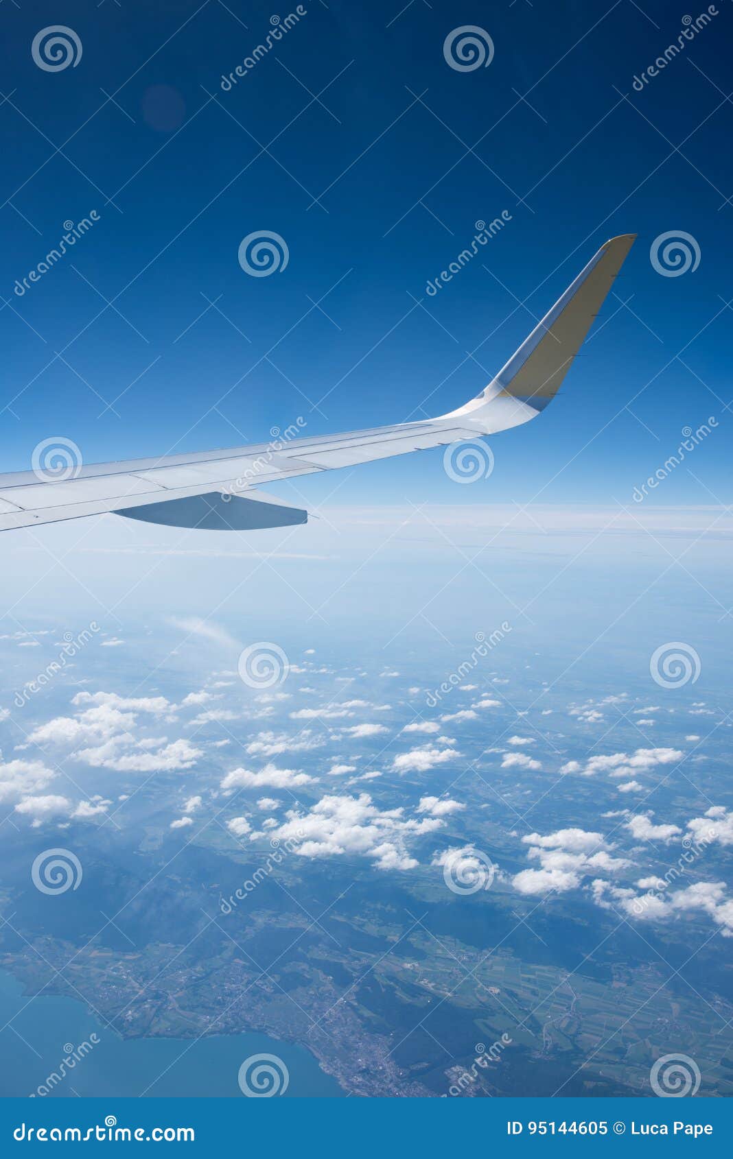 Landscape with a Plane Wing Shot Out of a Plane Window Stock Image ...