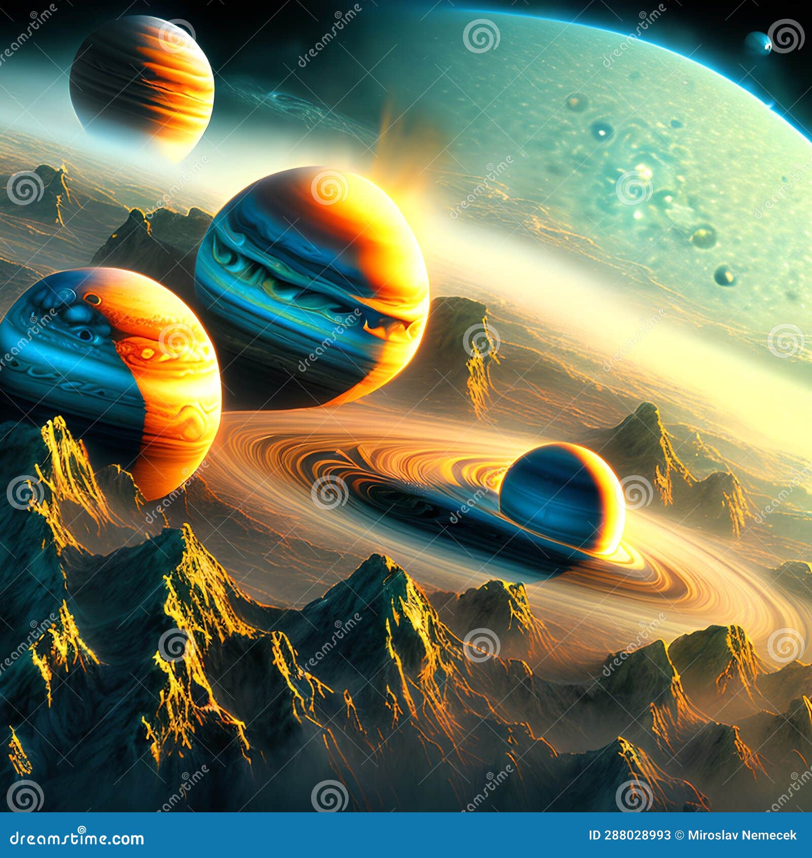 Landscape of Planet Jupiter, Generative AI Illustration Stock ...