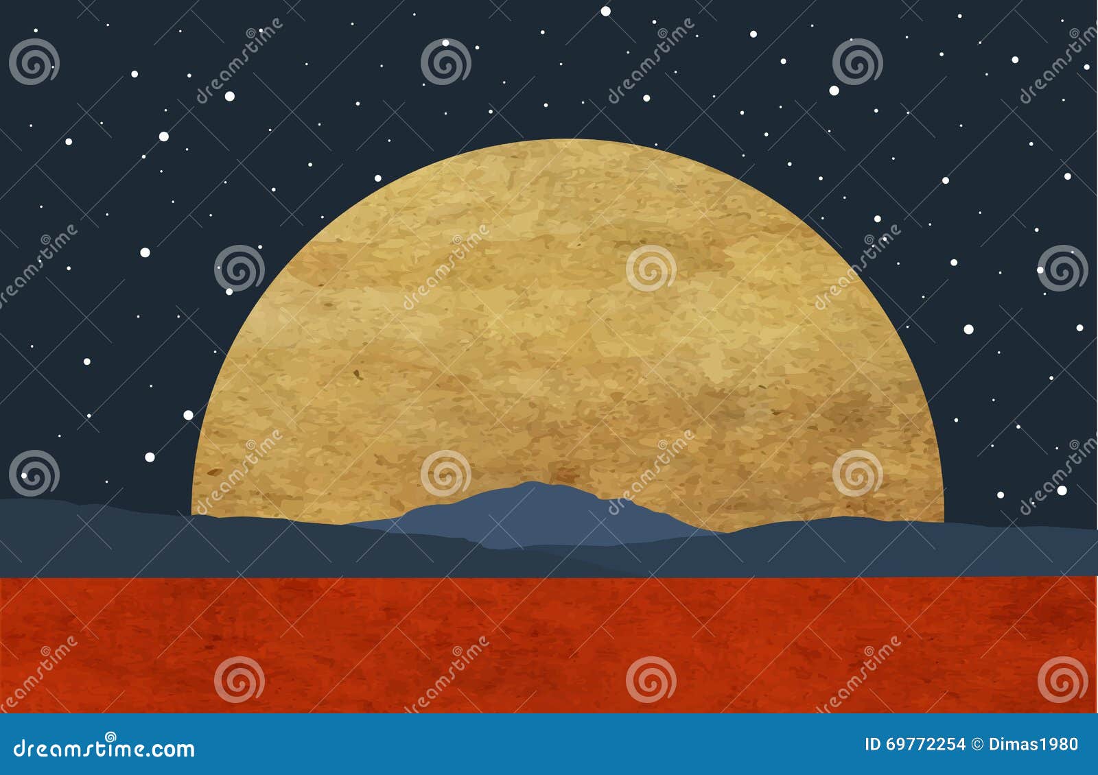 The Landscape of the Planet Mars Stock Illustration - Illustration of ...
