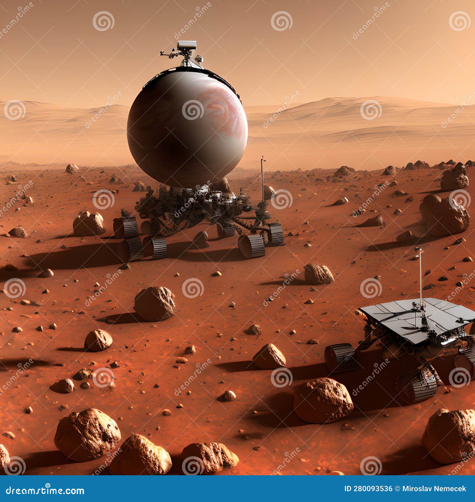 Landscape of Planet Mars, Generative AI Illustration Stock Illustration ...