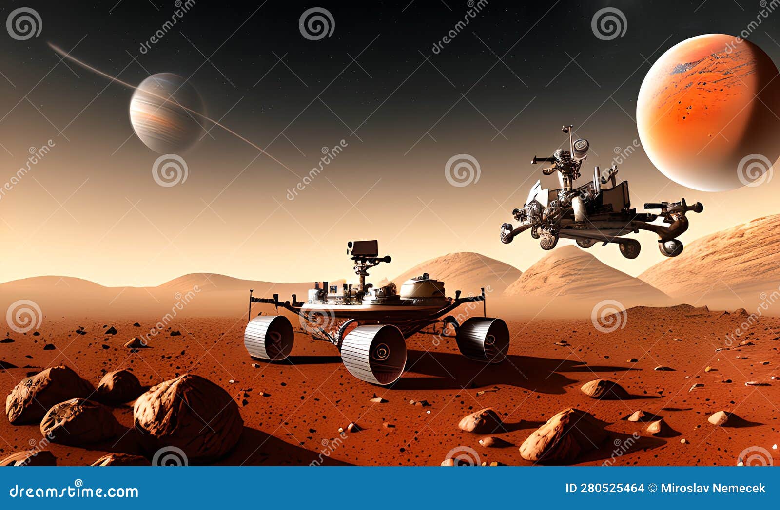 Landscape of Planet Mars, Generative AI Illustration Stock Illustration ...