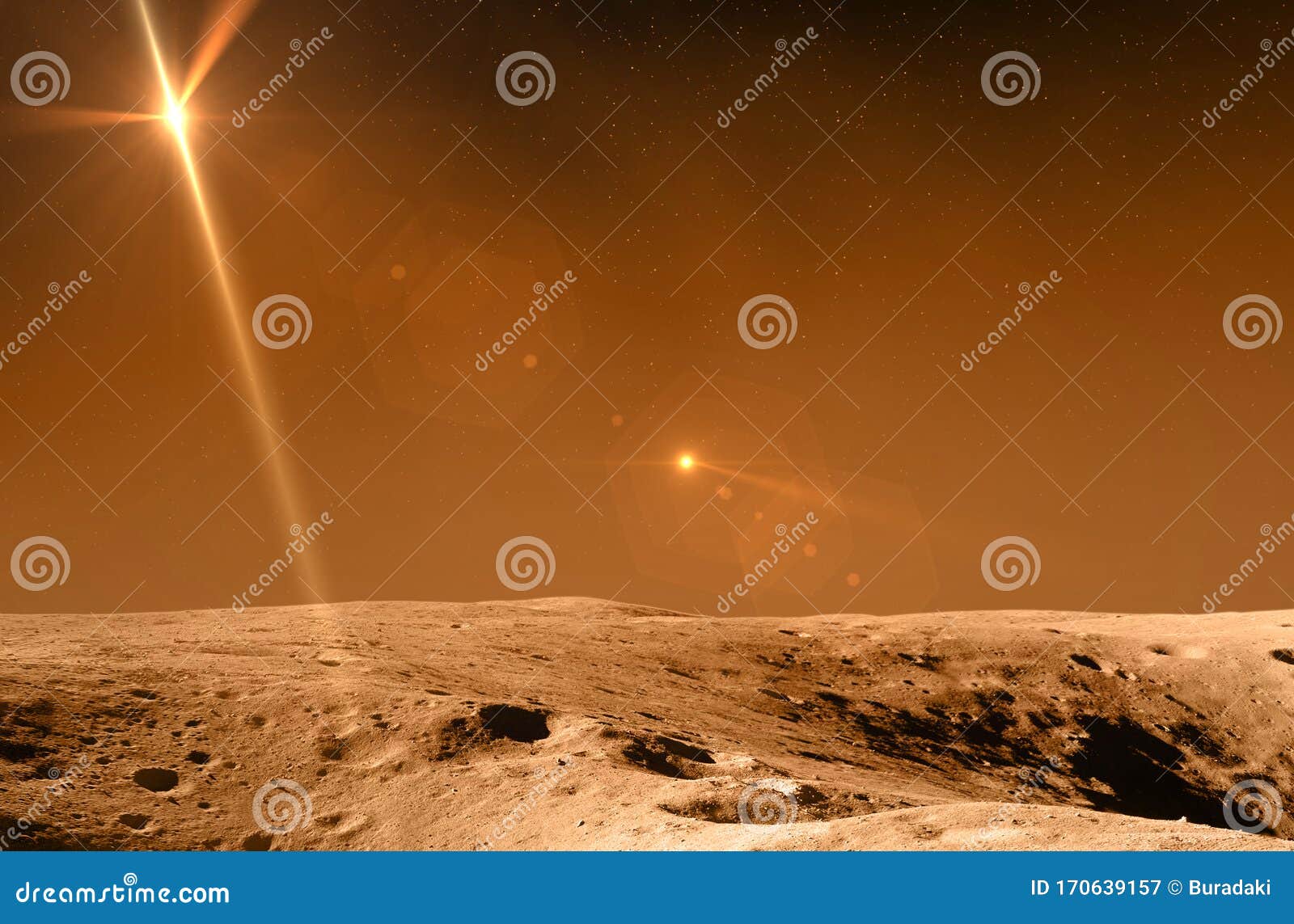 Landscape on planet Mars stock image. Image of outdoors - 170639157