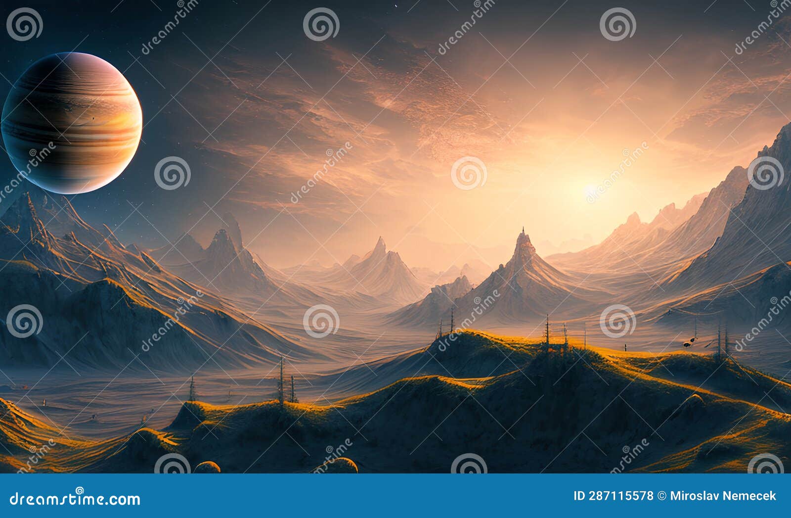 Landscape of Planet Uranus, Generative AI Illustration Stock ...